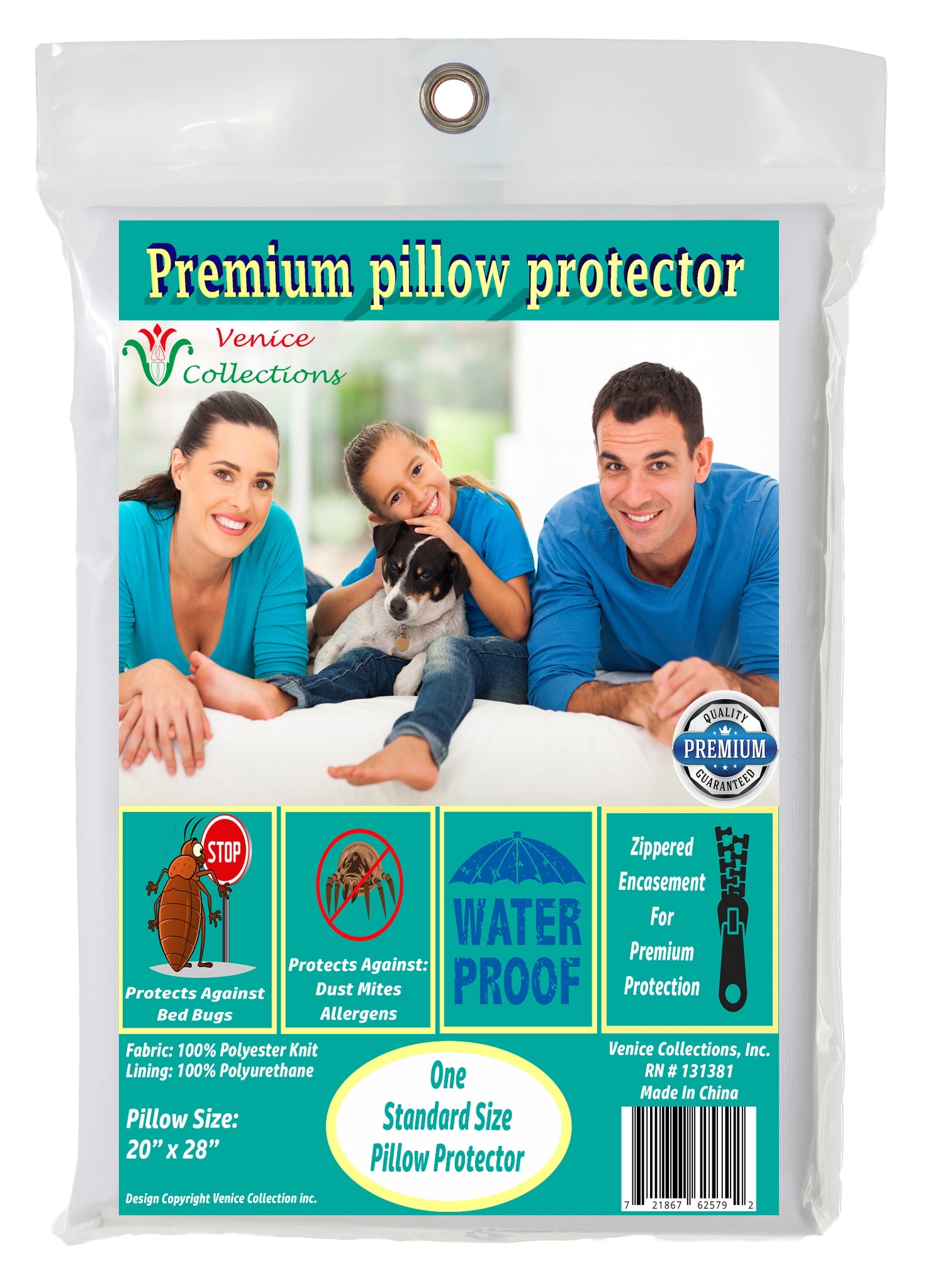 Venice White Solid Polyester Pillowcase, Standard, Waterproof - Walmart.com