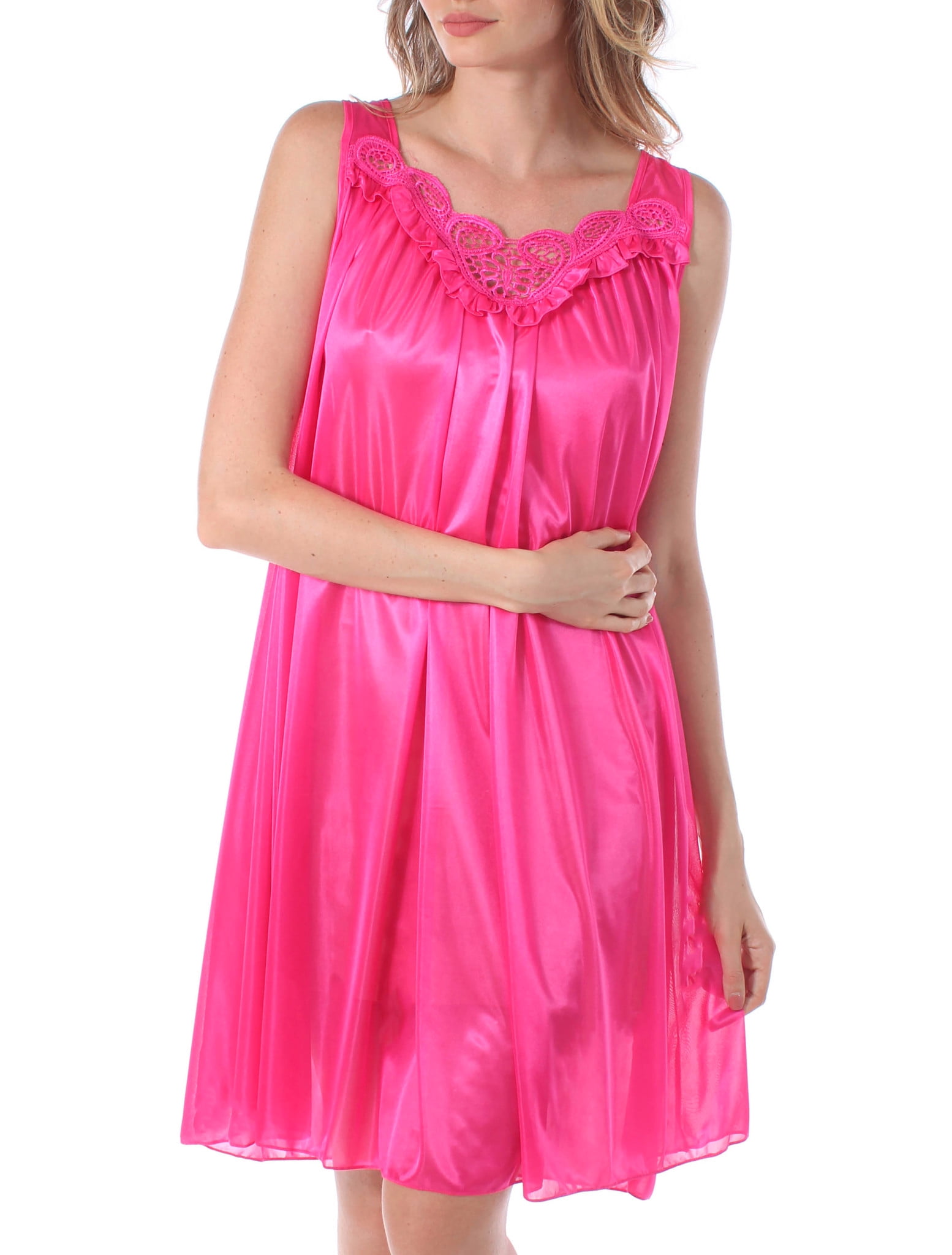Venice Womens' Silky Looking Embroidered Nightgown 06 Medium Bright ...