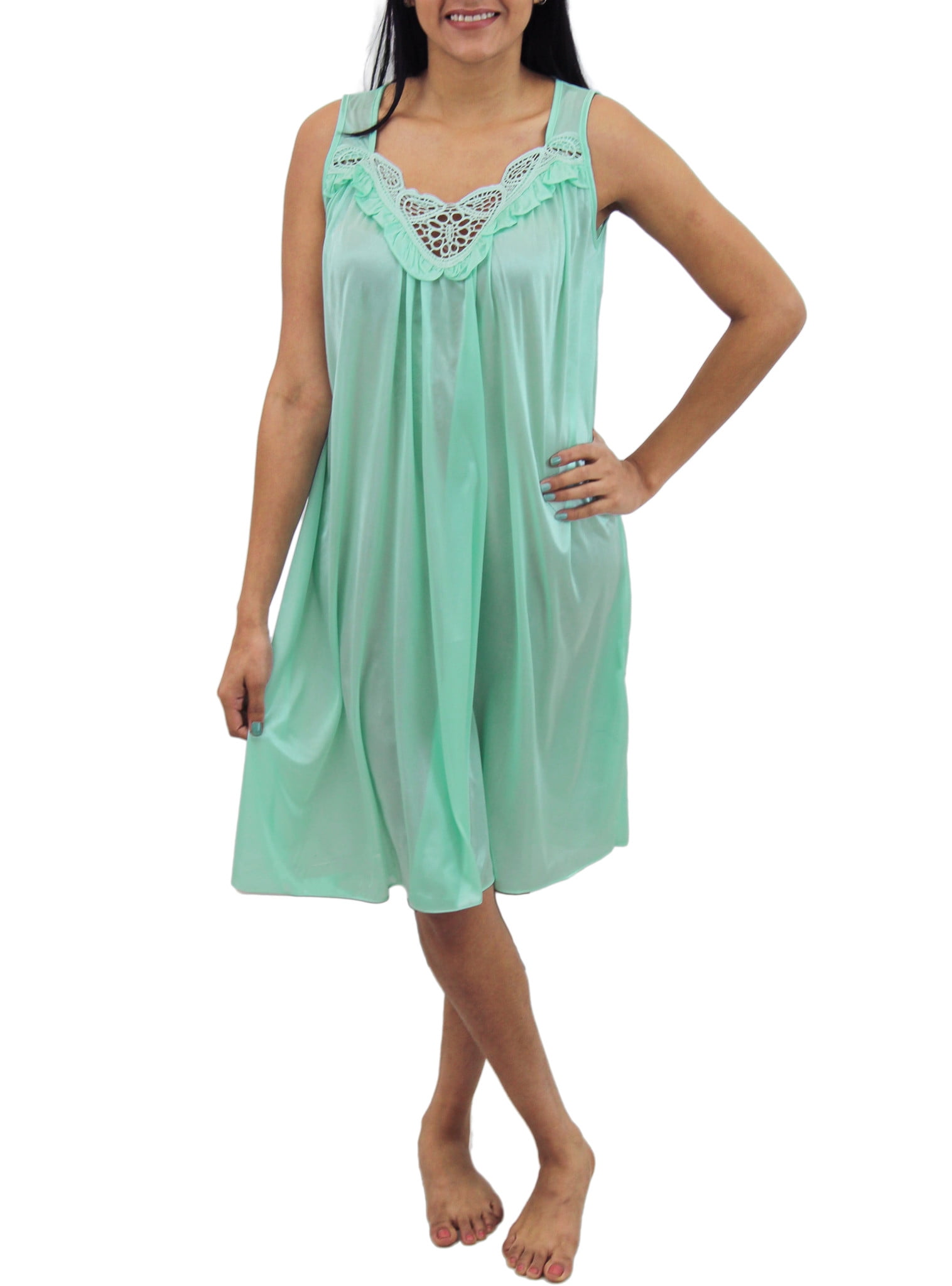 Venice Womens Silky Looking Embroidered Nightgown 06 Xx Large