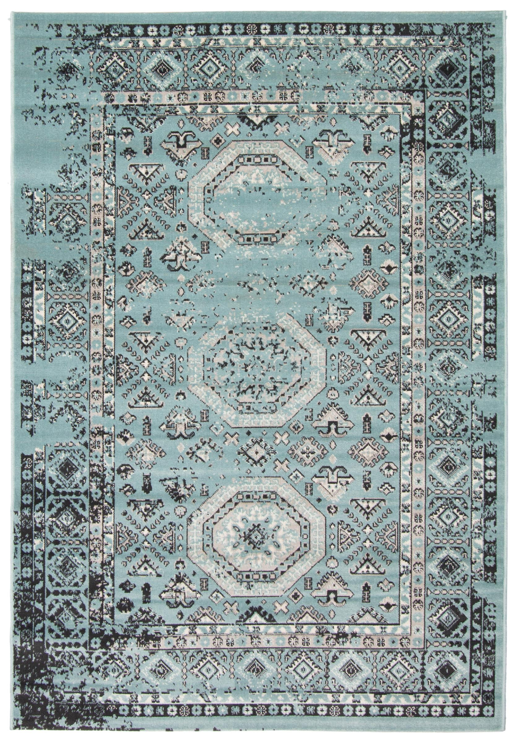Venize Green Polypropylene Rug 6'7" x 9'6" - Walmart.com