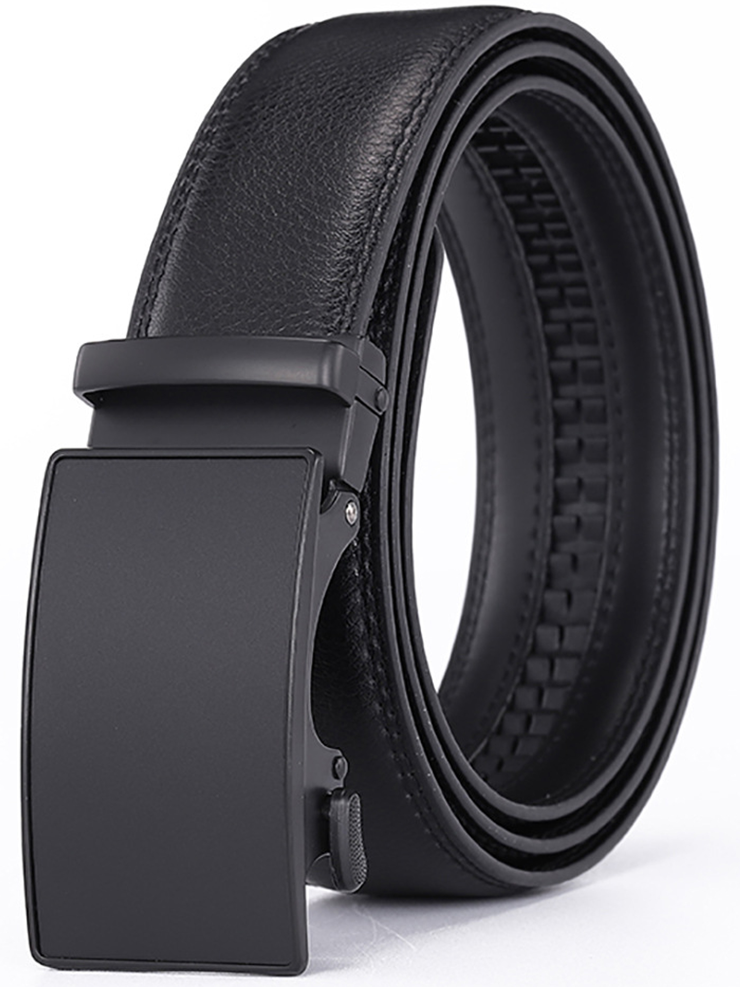 Men's Leather Automatic Buckle Ratchet Dress Belt for Men Perfect Fit ...