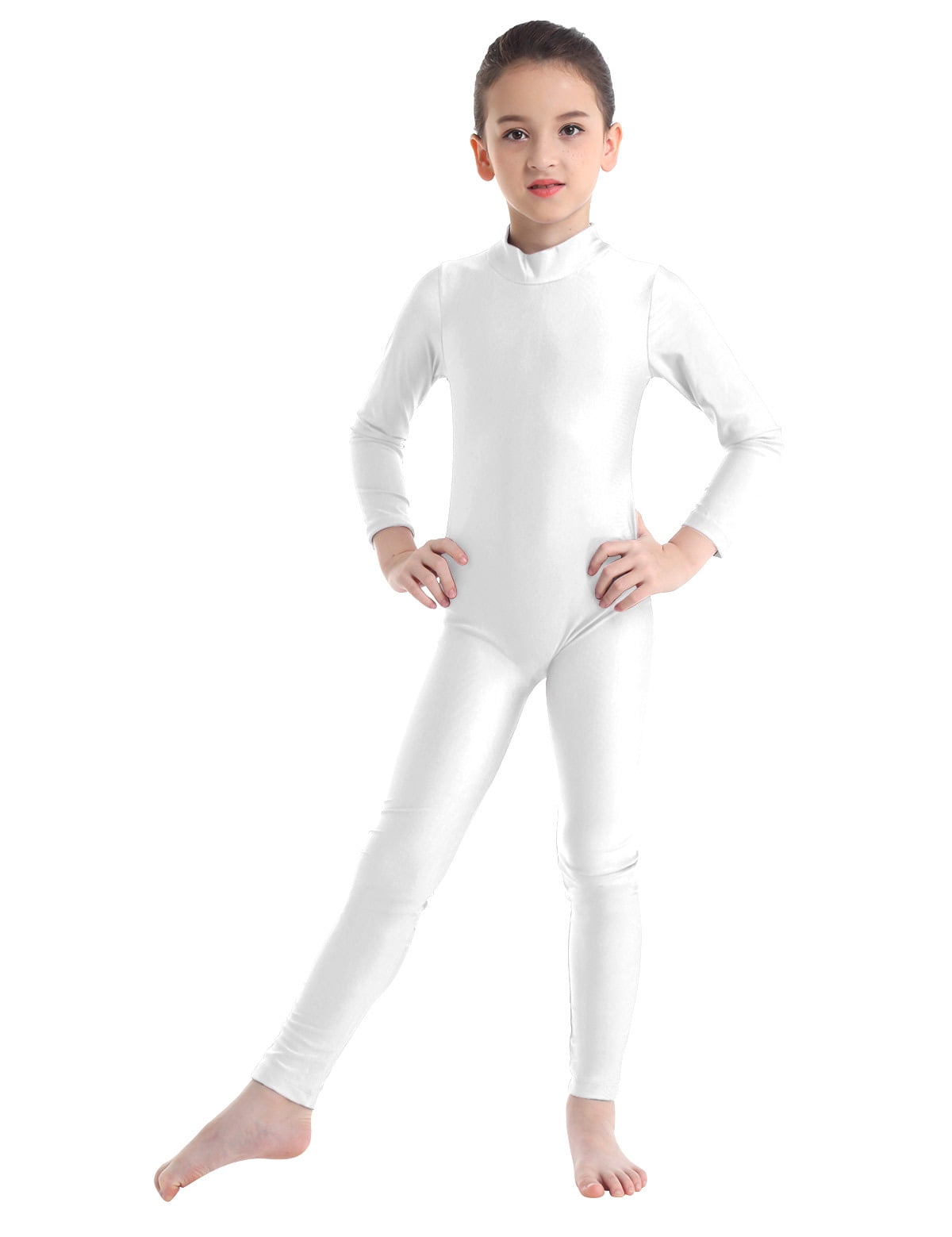 Venjoe Girls Full Body Long Sleeve Unitard Kids Gymnastics Turtleneck ...
