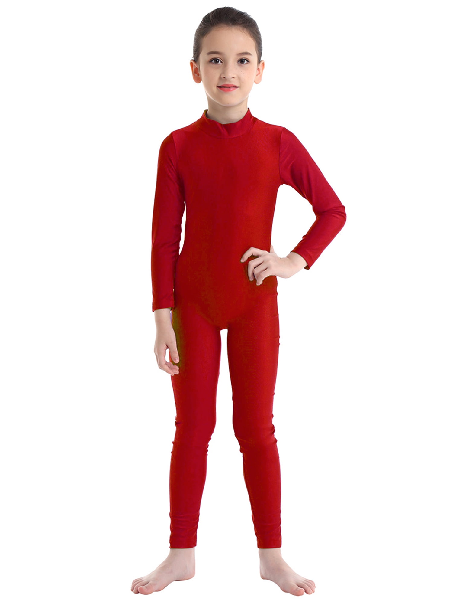 Venjoe Girls Full Body Long Sleeve Unitard Kids Gymnastics Turtleneck ...