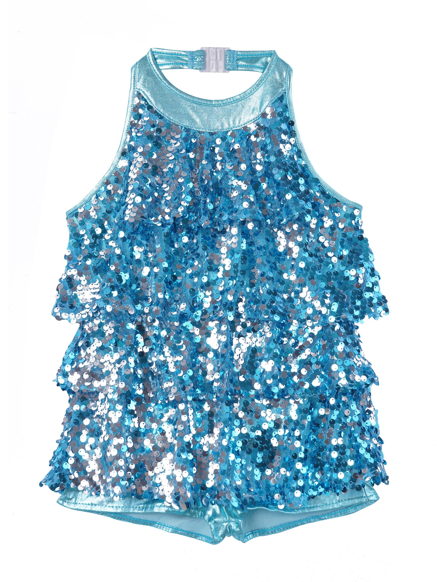 Venjoe Girls Kids Sequins Ballet Unitard Dress Modern Jazz Latin Dance ...