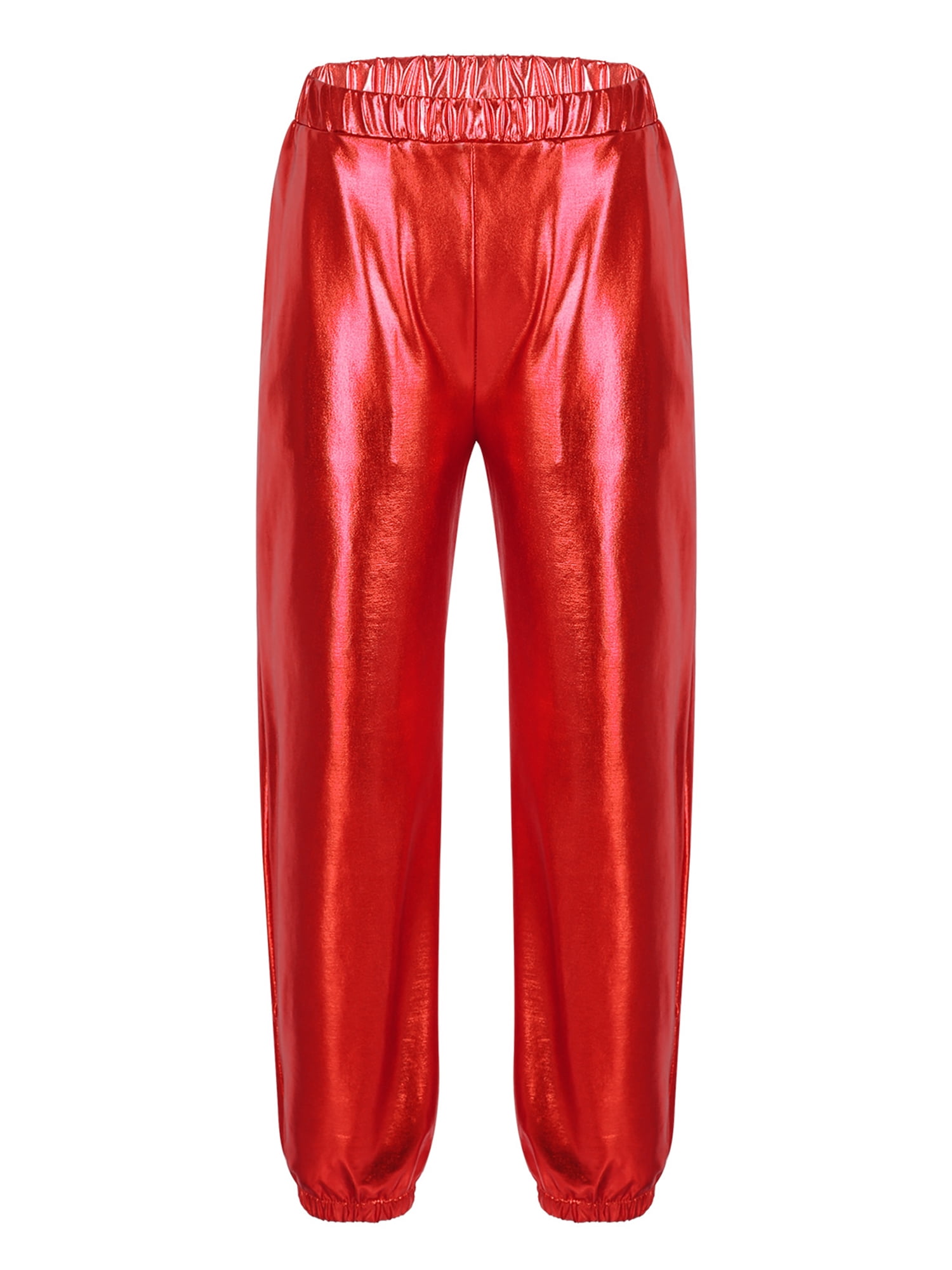 Venjoe Girls Shiny Metallic Dance Pants Kids Hip Hop Jazz Dancewear ...