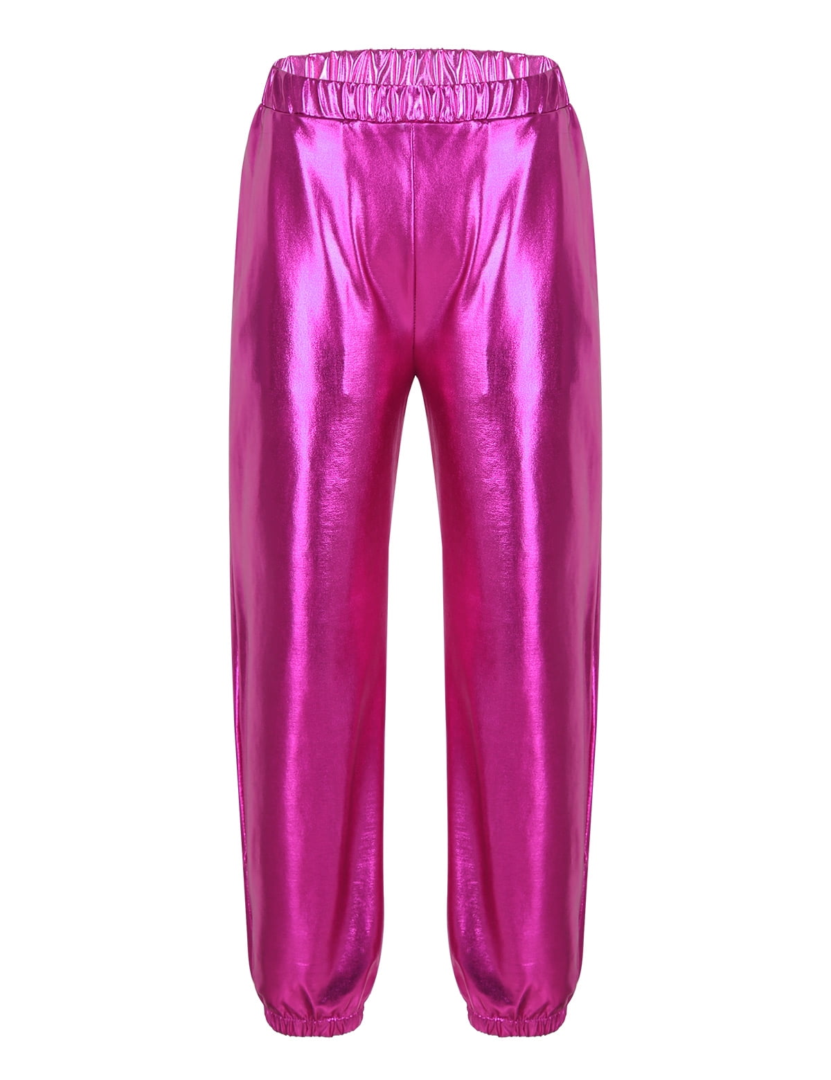 Venjoe Girls Shiny Metallic Dance Pants Kids Hip Hop Jazz Dancewear ...