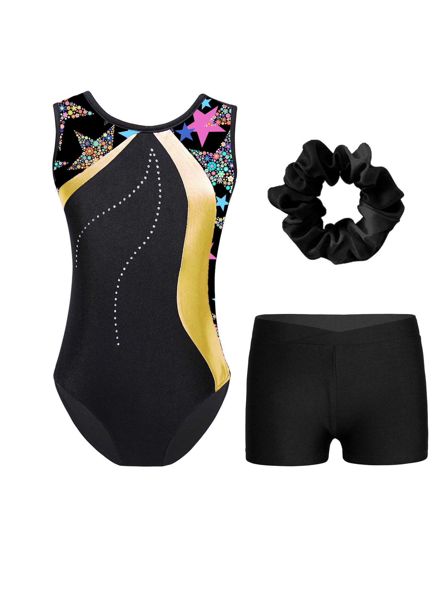 Venjoe Kids Girls 3 Piece Gymnastics Leotards Outfits Sparkling Ballet ...