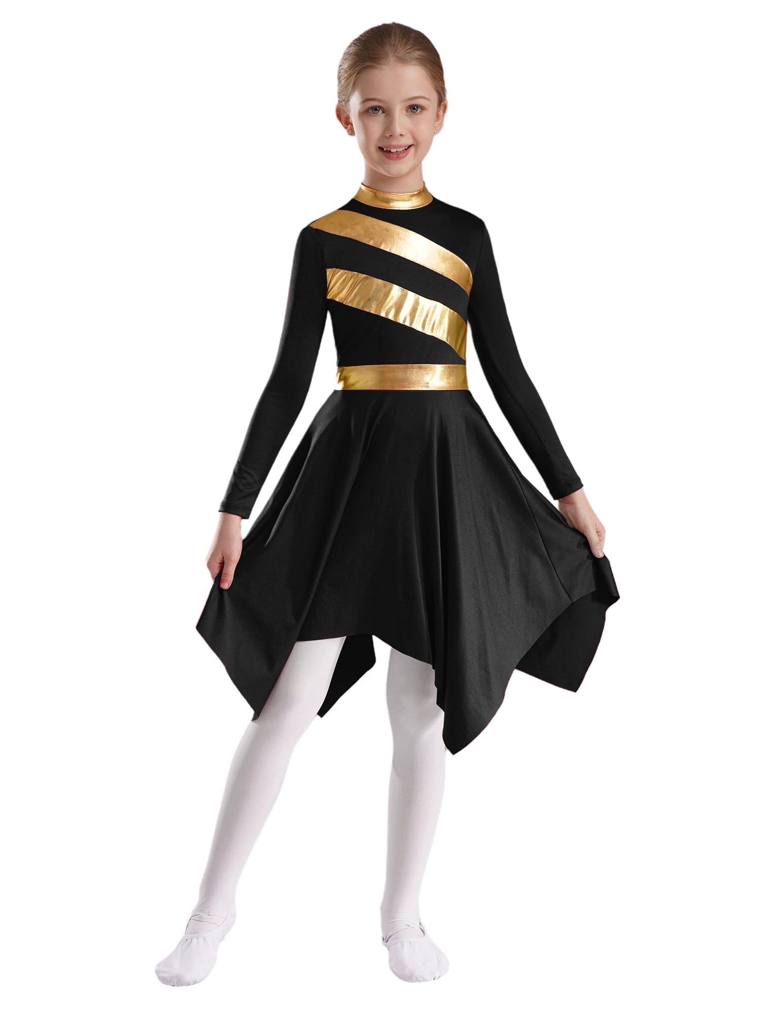 Venjoe Kids Girls Color Block Lyrical Dance Dress Praise Tunic Church ...