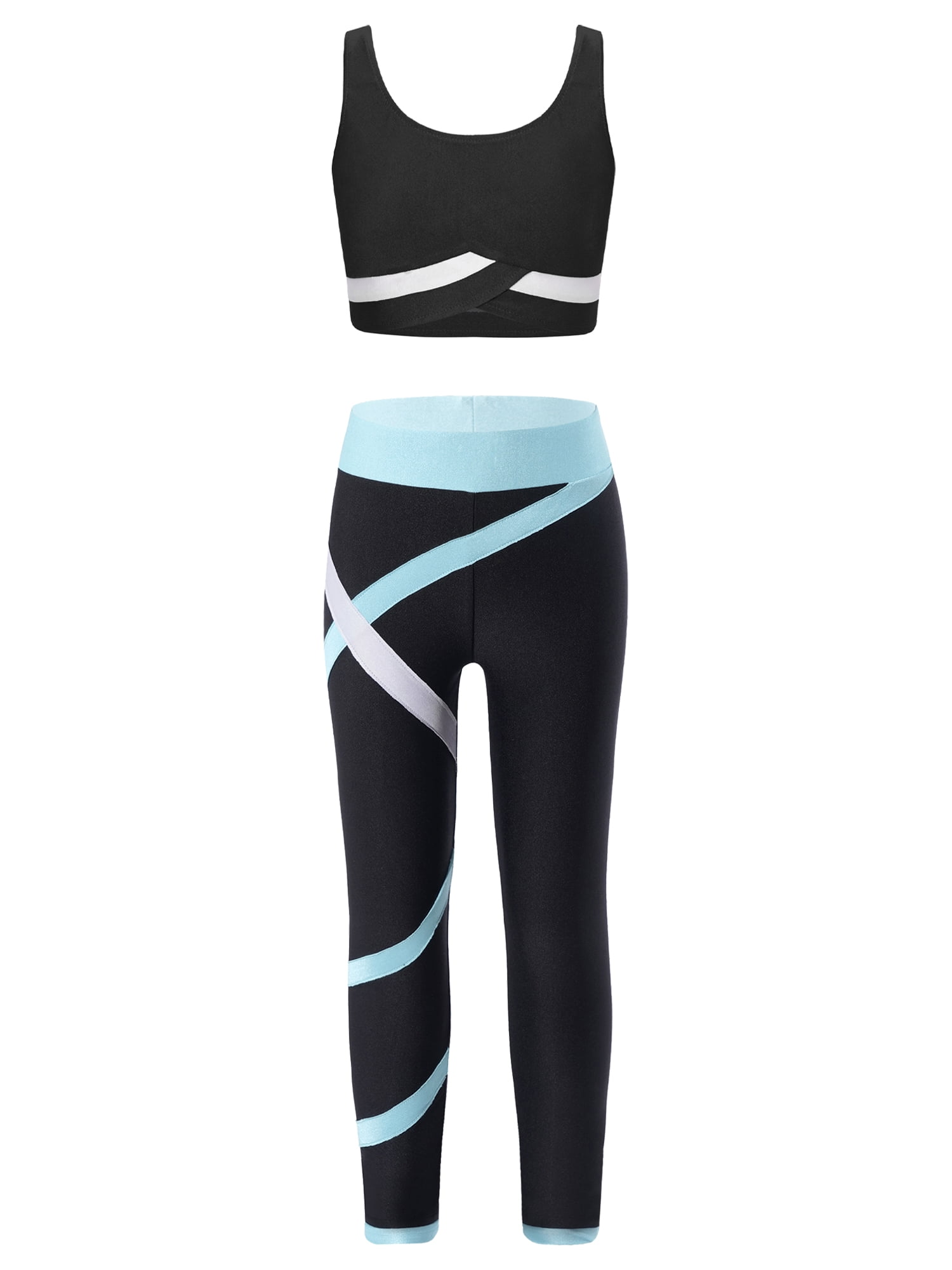 Venjoe Kids Gymnastics Outfit Training Tracksuit Girls Dance Crop Tank ...