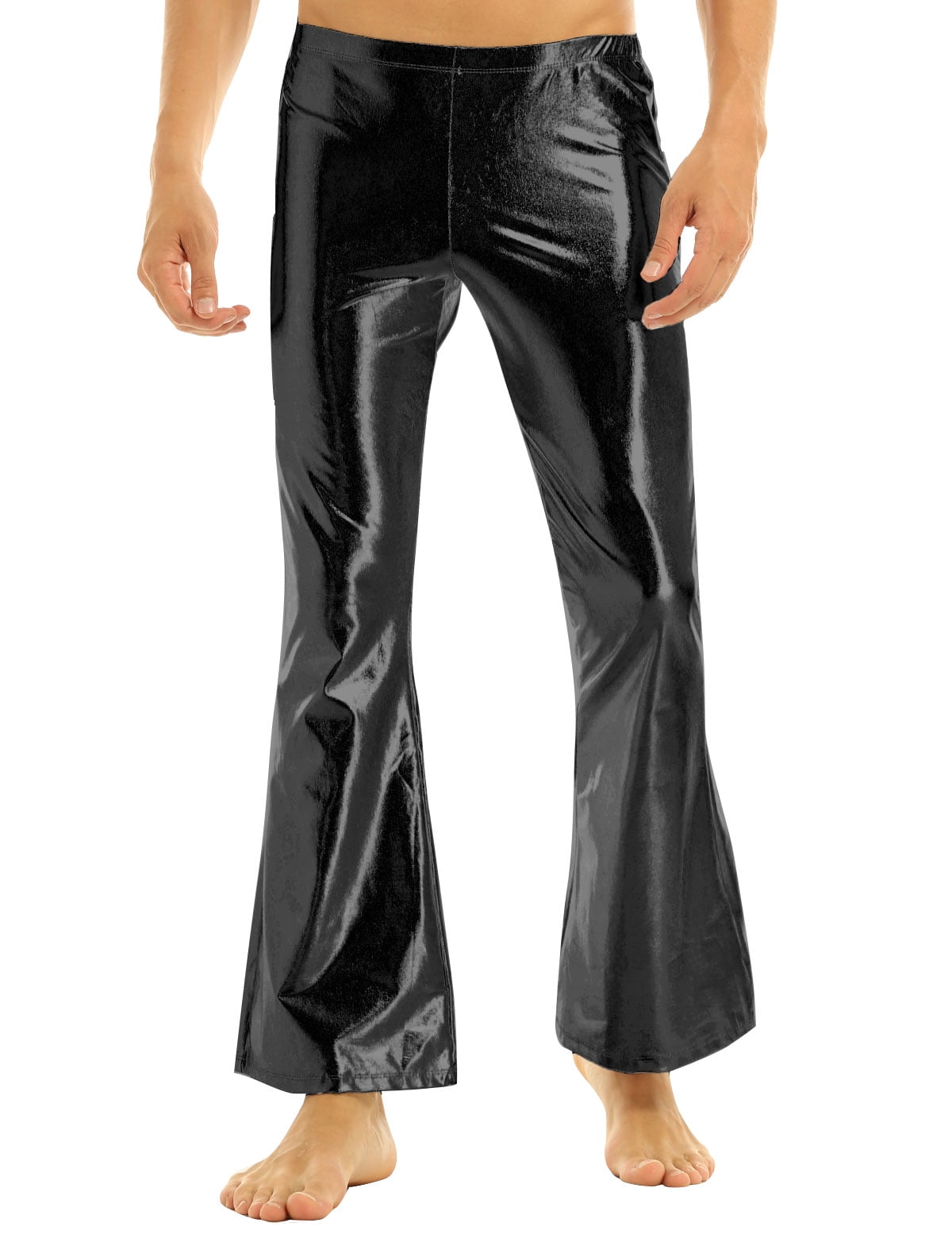 Venjoe Metallic Shiny Disco Pants for Men 70s/80s Party Rave Dance ...