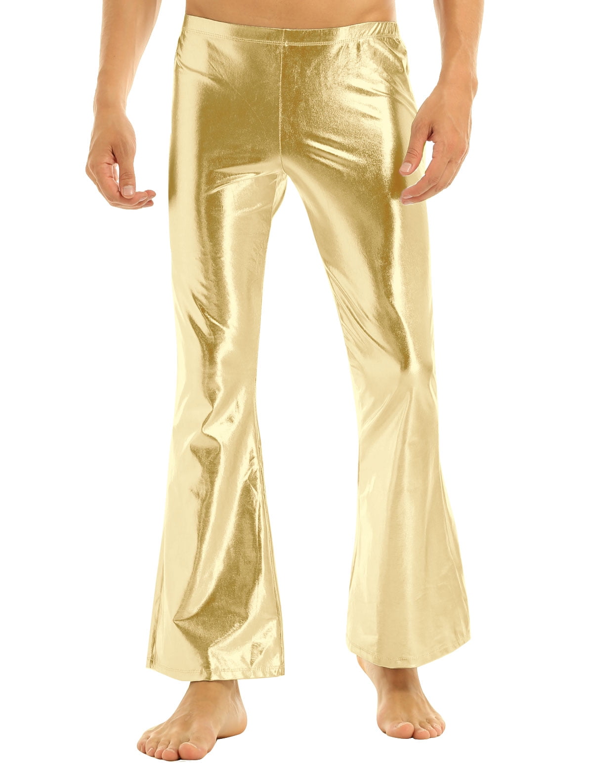 Venjoe Metallic Shiny Disco Pants for Men 70s/80s Party Rave Dance ...