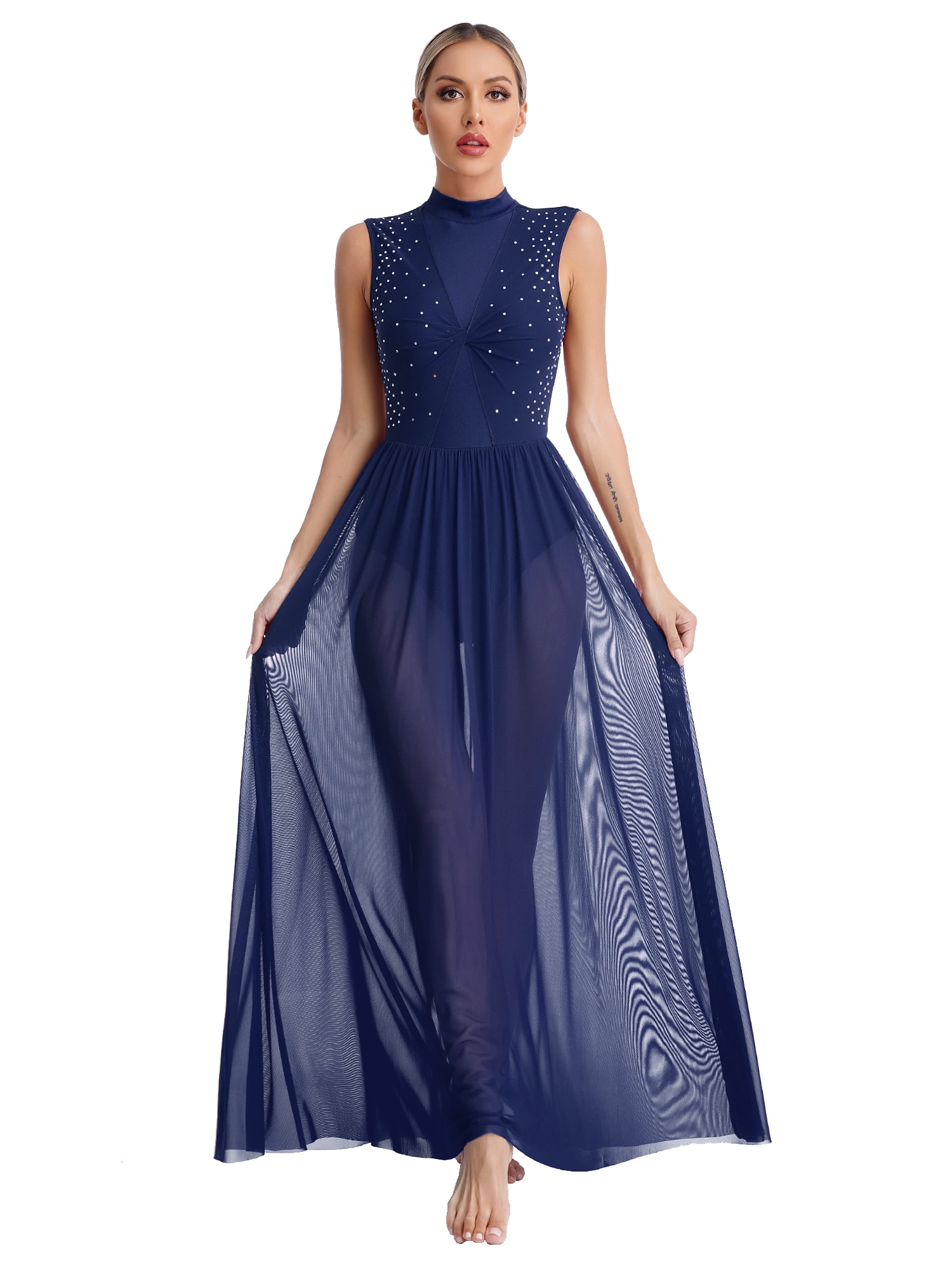 Venjoe Women Elegant Lyrical Dance Dress Tulle Maxi Overlay Dress Dance ...