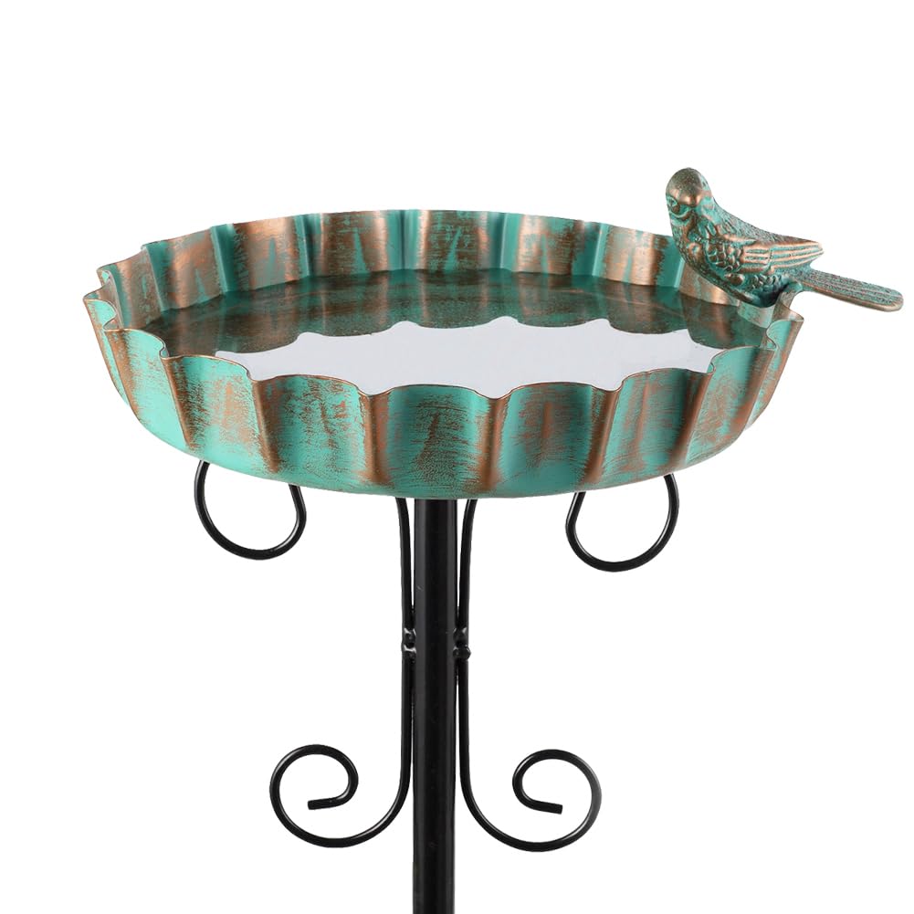 Venniy Metal Outdoor Bird Bath,11.6 Inch Standing Birdbath & Birdfeeder ...