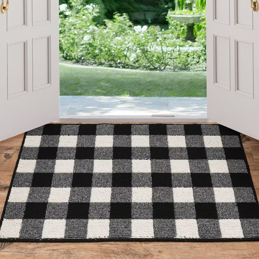 Vennocci F46 Buffalo Plaid Outdoor Rug 32 x 47" Non-Slip Rubber Backing ...