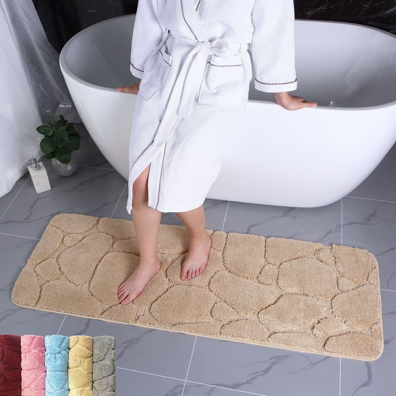 Ileading Traditional 4 Piece Microfiber Washable Bathroom Rug Set ...