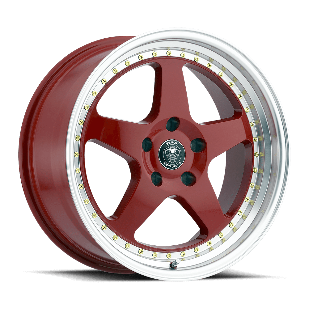 Venom Alloy Rims VENOM11 17X8 5X112 +30 66.6 Gloss Red Machined Lip ...