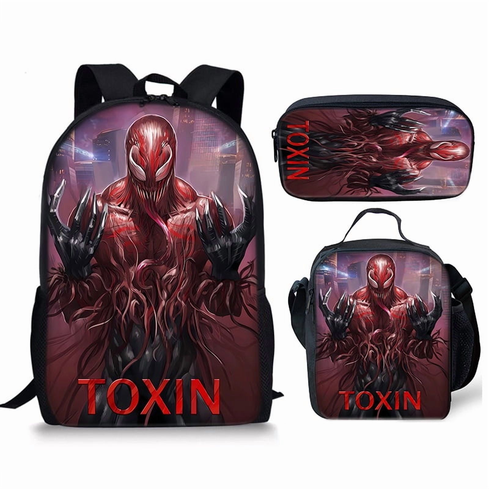Venom Backpack,3PCS Set Cartoon Anime Backpack Lunch Bag Pencil Case ...