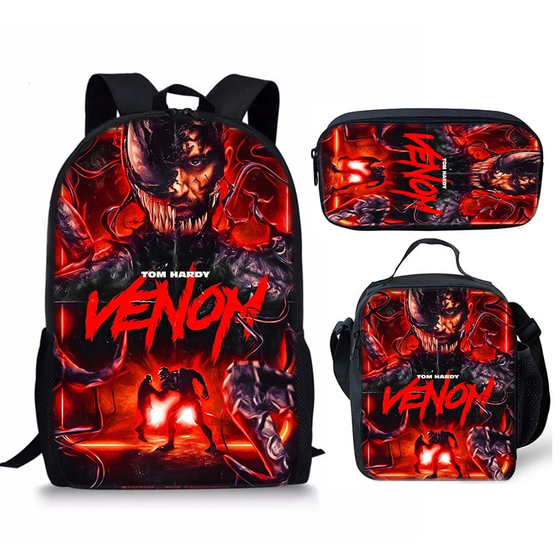Venom Backpack,3PCS Set Cartoon Anime Backpack Lunch Bag Pencil Case ...