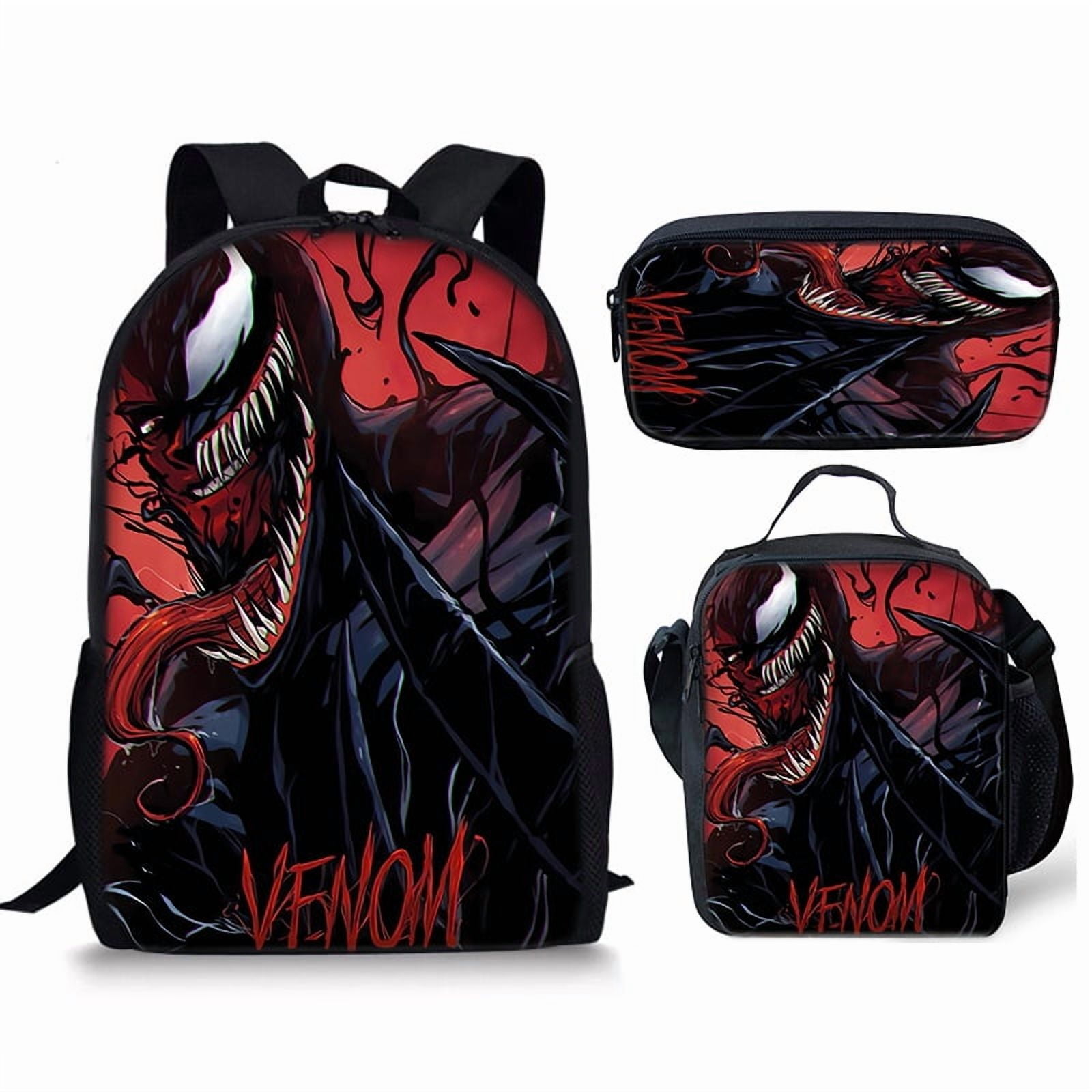 Venom Backpack,3PCS Set Cartoon Anime Backpack Lunch Bag Pencil Case ...