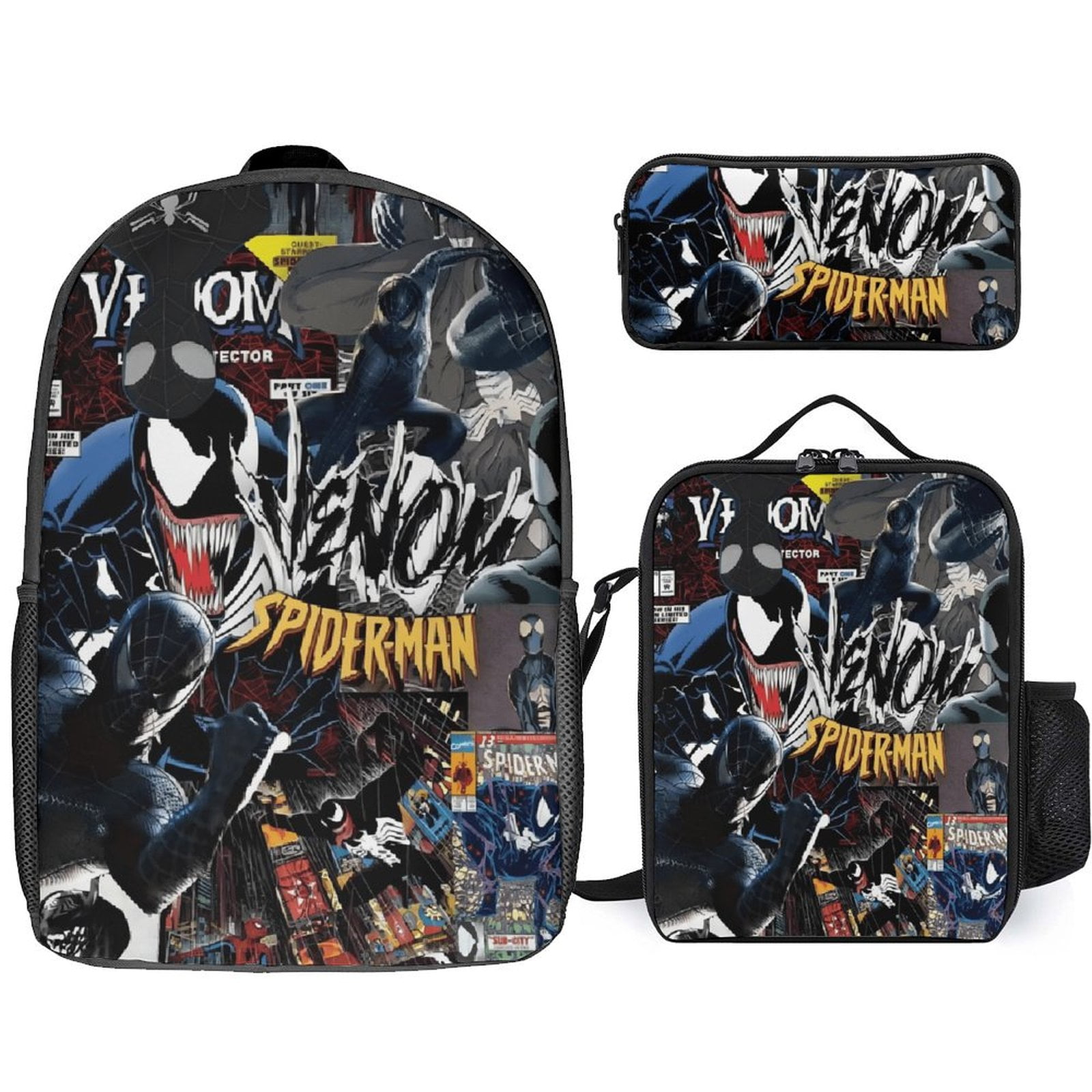 Venom Backpack Messenger Bag Lunch Bag Pencil Case Set 17 Inch ...