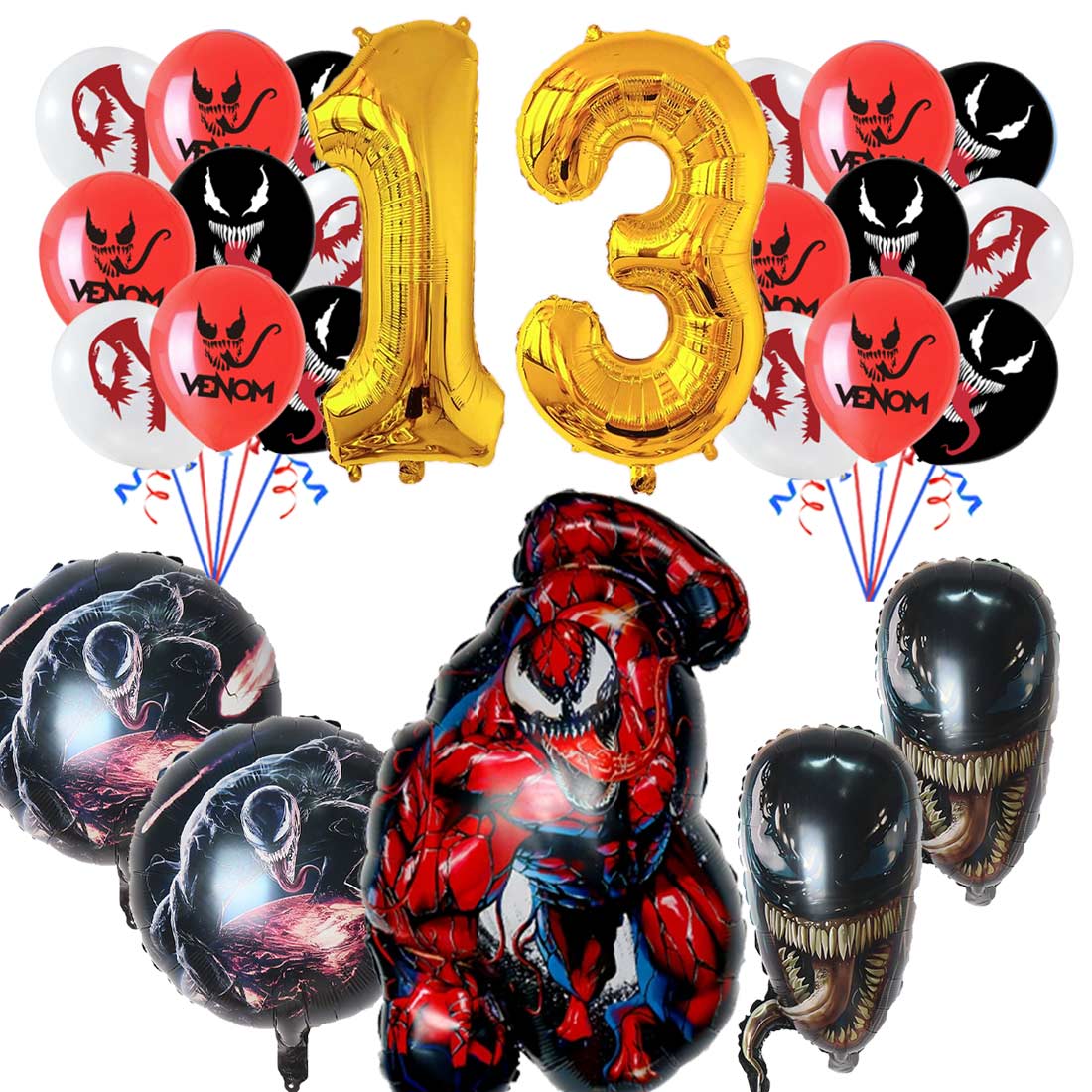Venom Balloons Party Supplies 13th Big Number Decorations Decor Kit ...