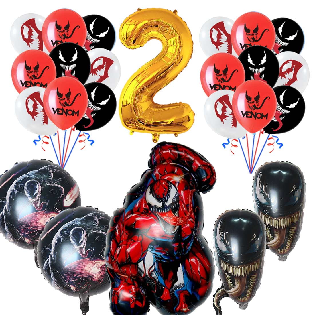 Venom Balloons Party Supplies 2nd Big Number Decorations Decor Kit ...