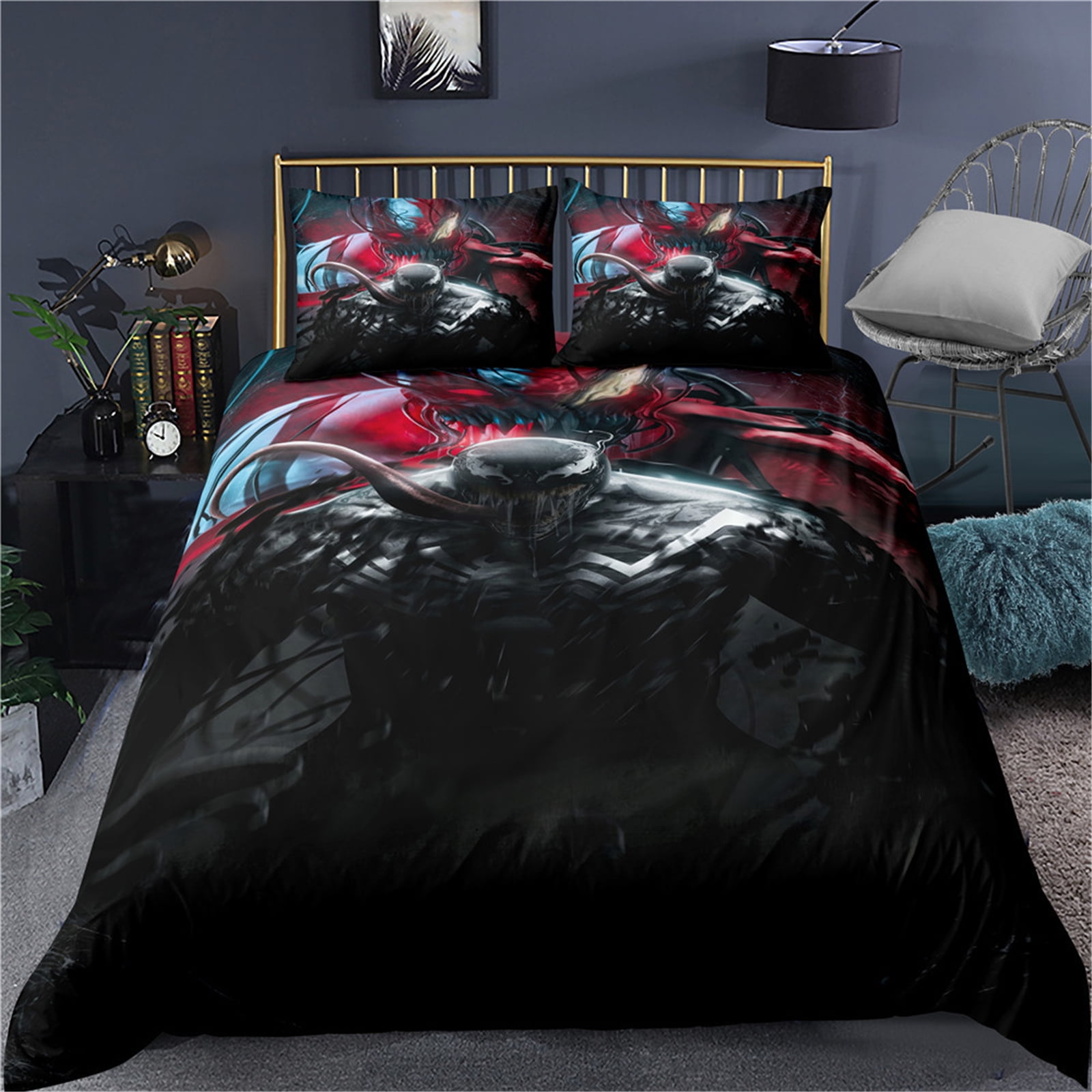 Venom Bedding Set Lightweight Soft Duvet Cover Sets 3 Pieces Bedroom ...