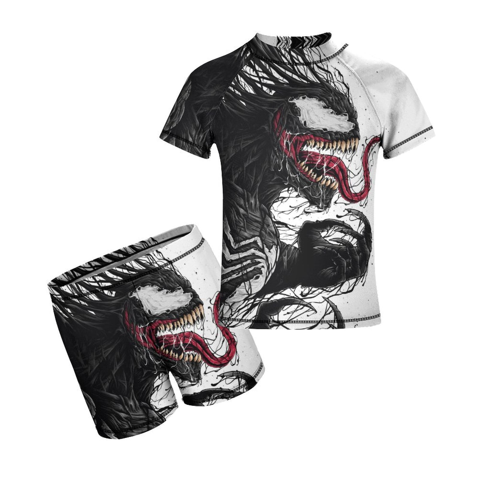 Venom Boys 2-Piece Swimsuit Set, Short Sleeve Rash Guard & Swim Trunks ...