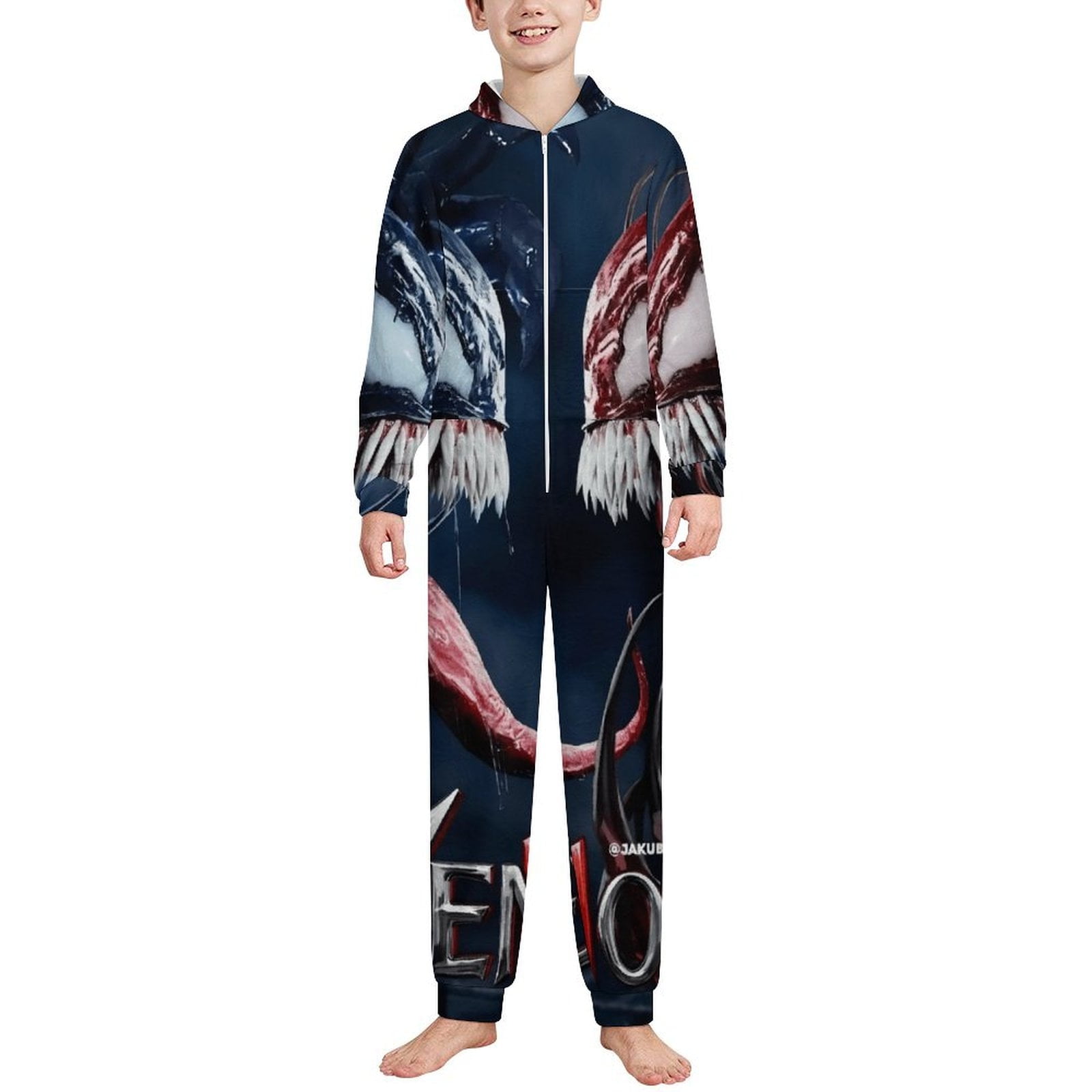 Venom Children's hooded one-piece zip-up pajamas 8-9Y - Walmart.com