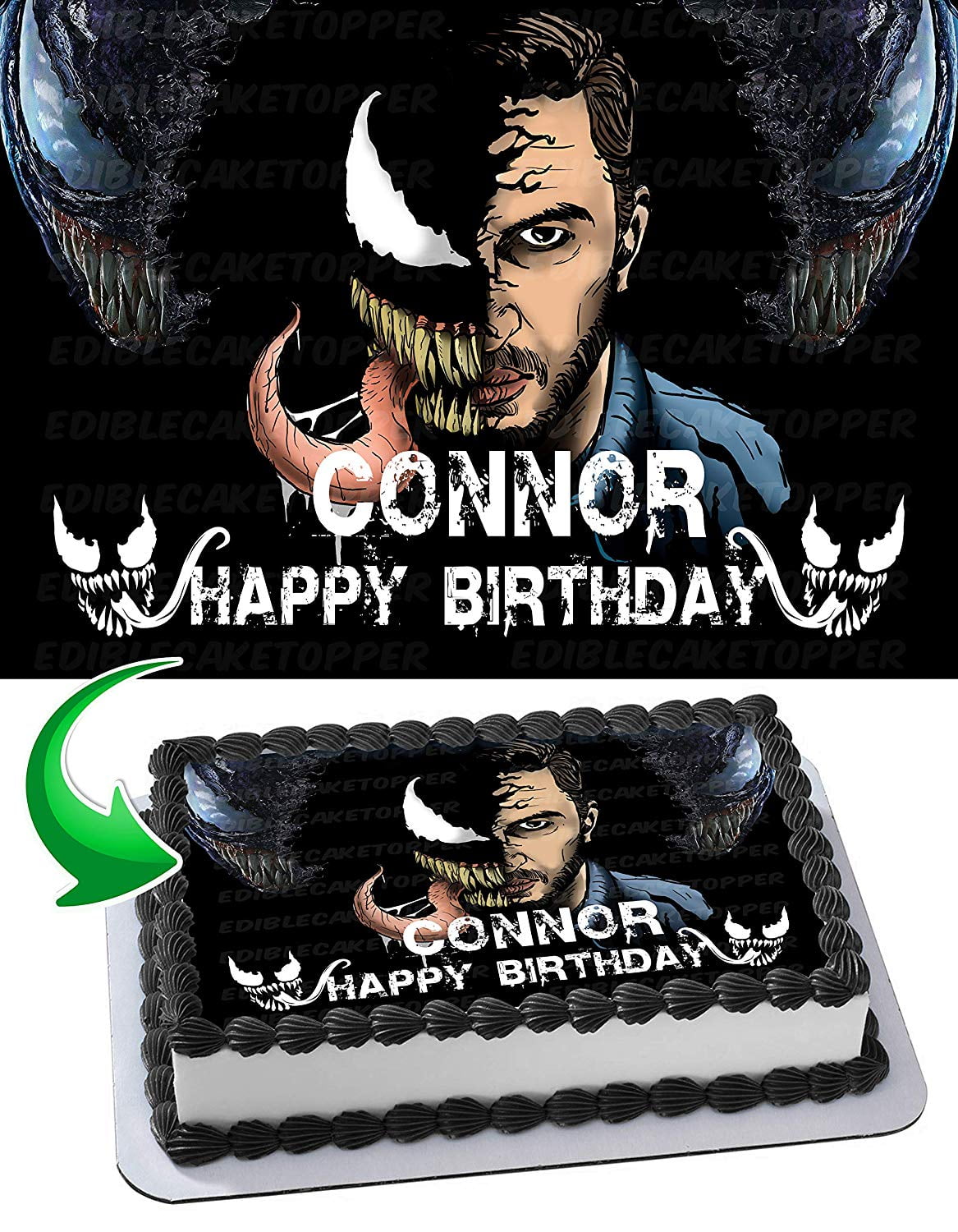 Venom Edible Cake Image Topper Personalized Birthday Party 1/4 Sheet ...