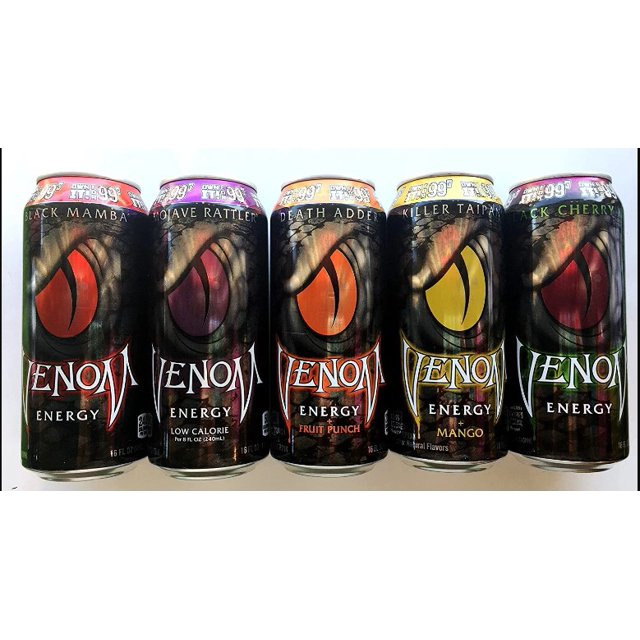 Venom Energy Drink Variety Pack – 16 fl oz, 5-Pack (One Can Each ...