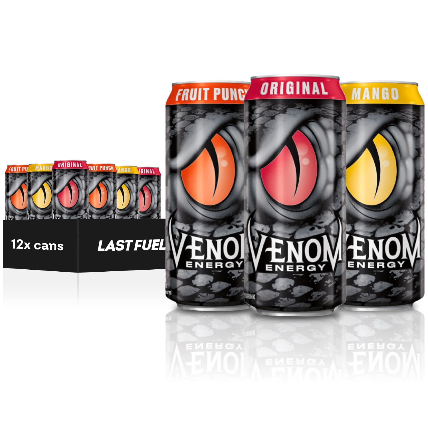 Venom Energy Drink Variety Pack, Original Mango Fruit Punch, 160mg ...