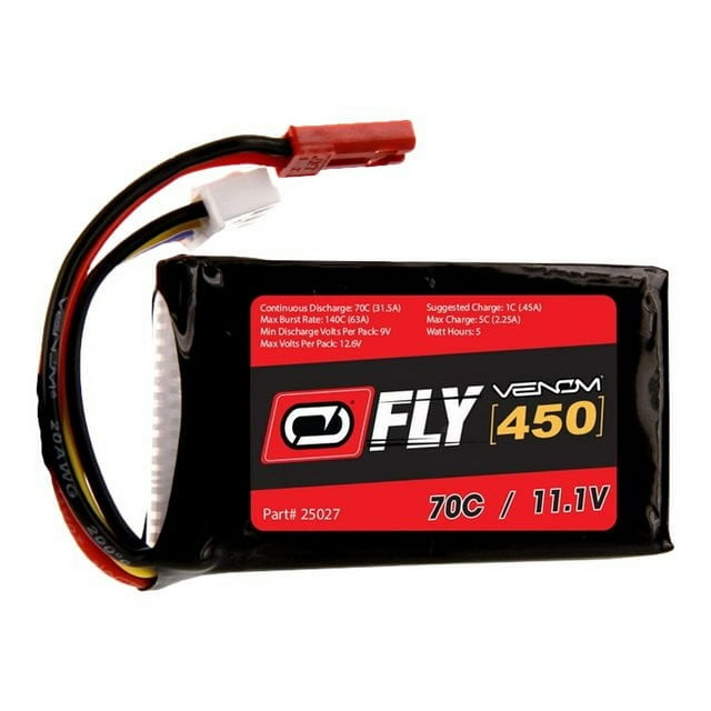 Venom 11.1V 450mAh 3S 70C FLY LiPo Battery JST VNR25027 Airplane ...