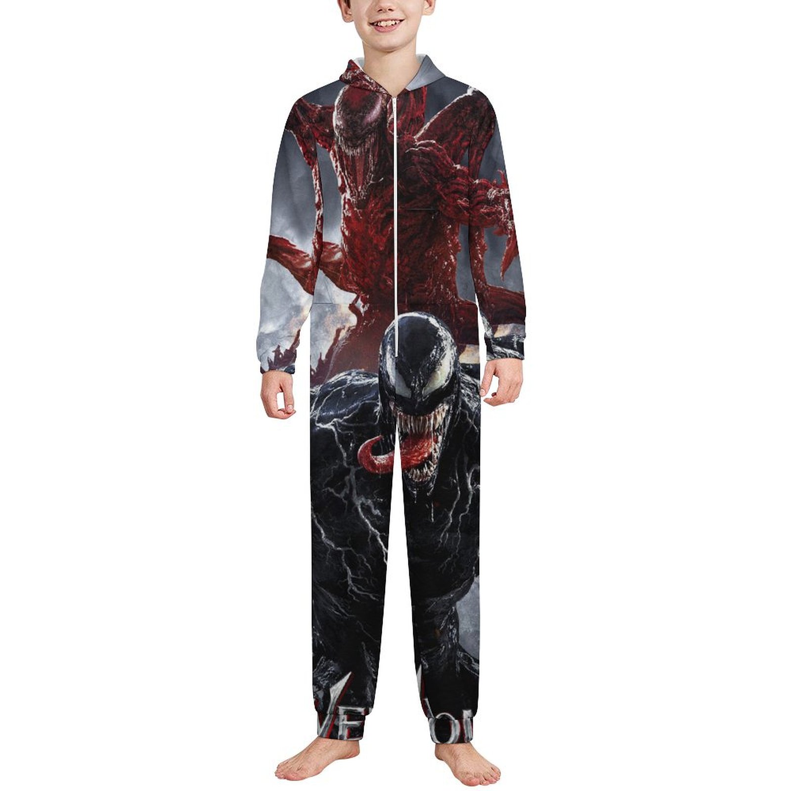 Venom Kids Pajamas One Piece Hooded Union Suit Onesie PJs Sleepwear for ...