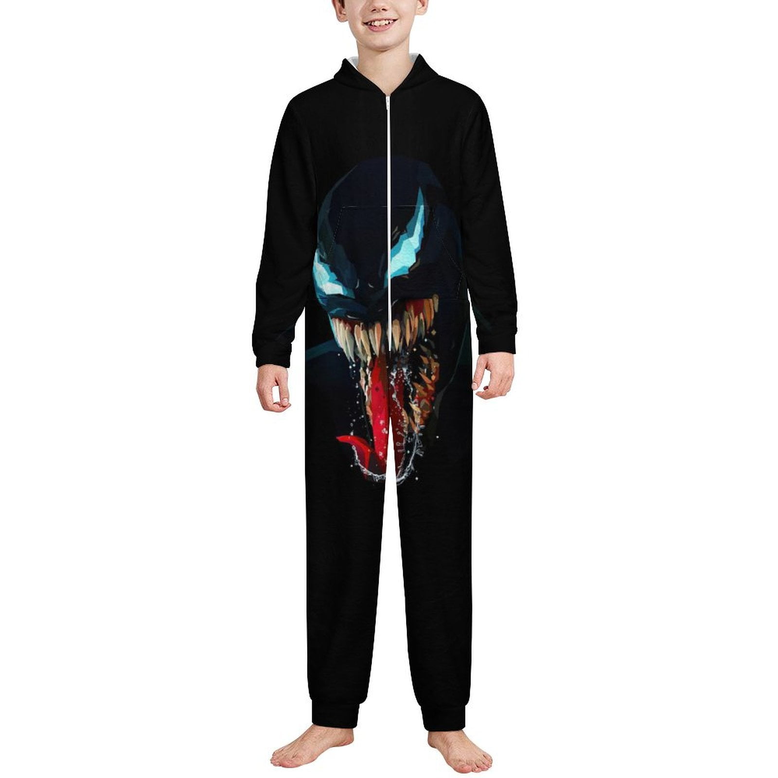 Venom Kids Pajamas One Piece Hooded Union Suit Onesie PJs Sleepwear for ...