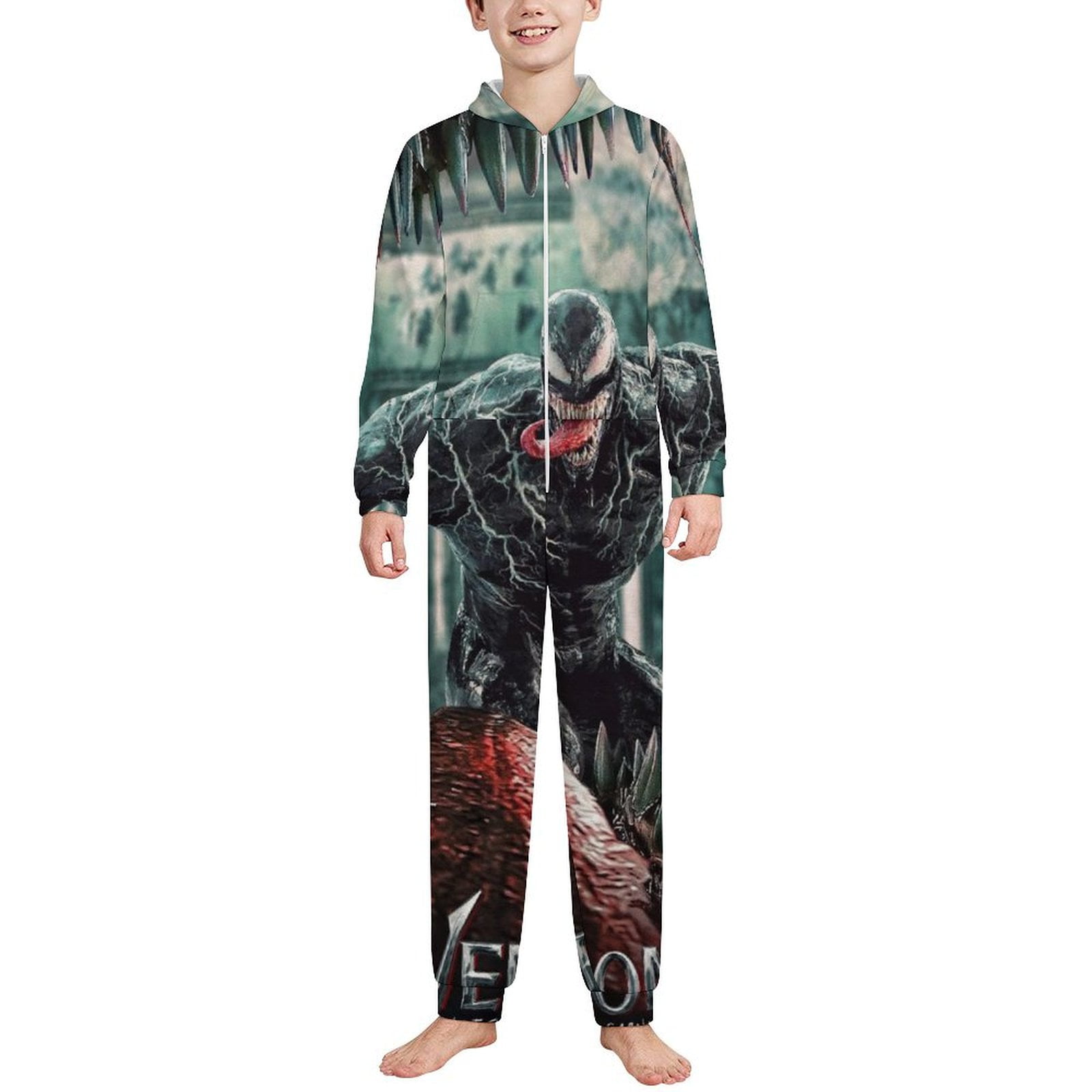 Venom Kids Pajamas One Piece Hooded Union Suit Onesie PJs Sleepwear for ...