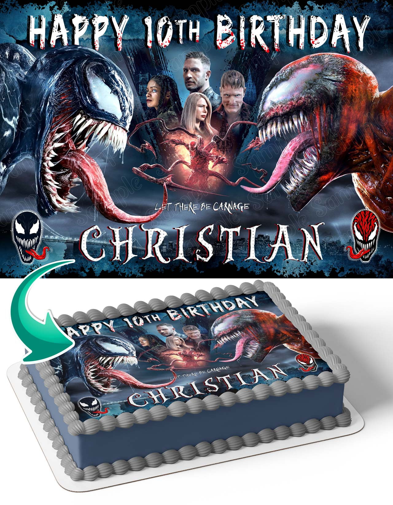Venom Let There Be Carnage 2021 Edible Image Cake Topper Personalized ...