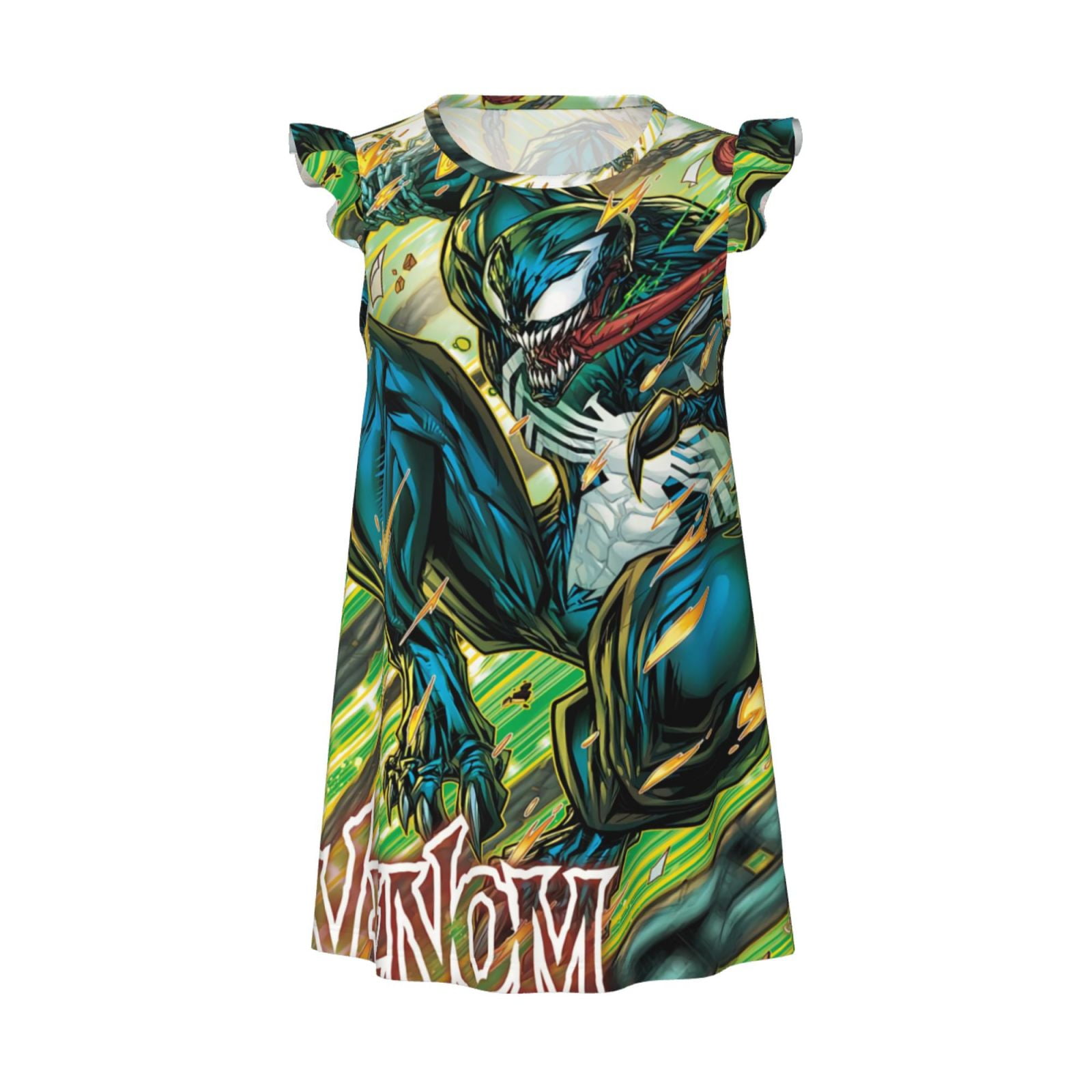 Venom Little Girls Nightgowns Soft Flutter Sleeve Night Dress Pajamas ...