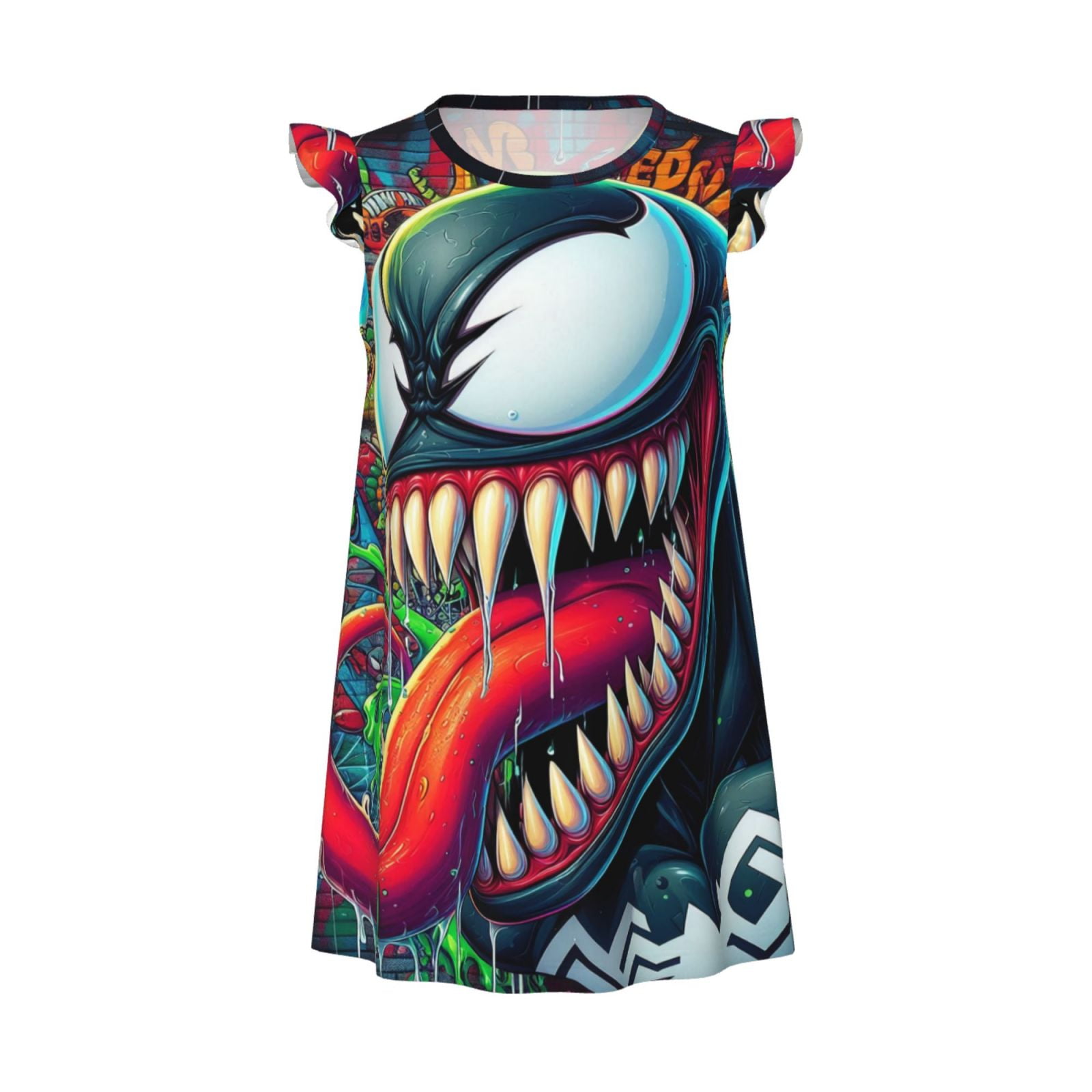 Venom Little Girls Nightgowns Soft Flutter Sleeve Night Dress Pajamas ...