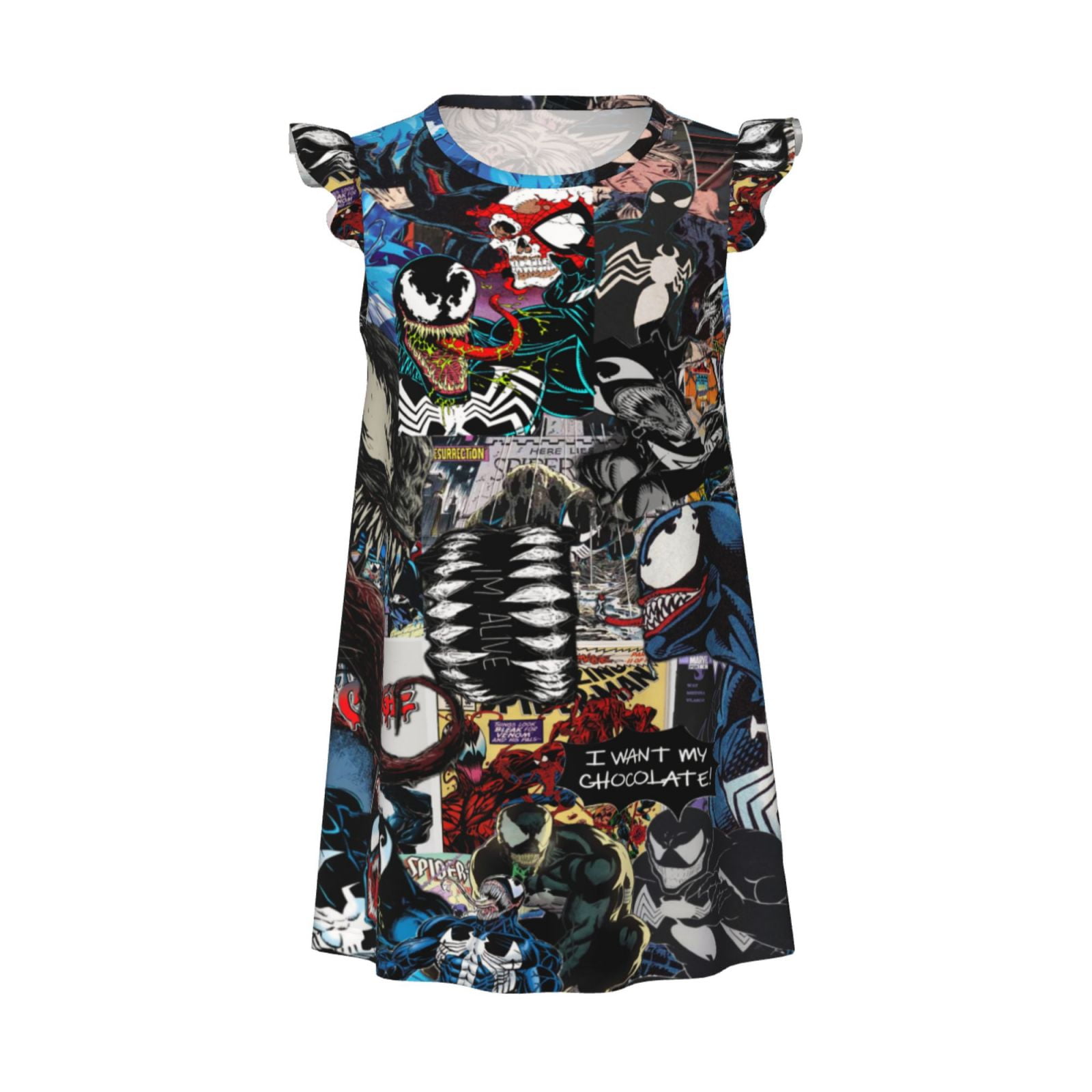 Venom Little Girls Nightgowns Soft Flutter Sleeve Night Dress Pajamas ...