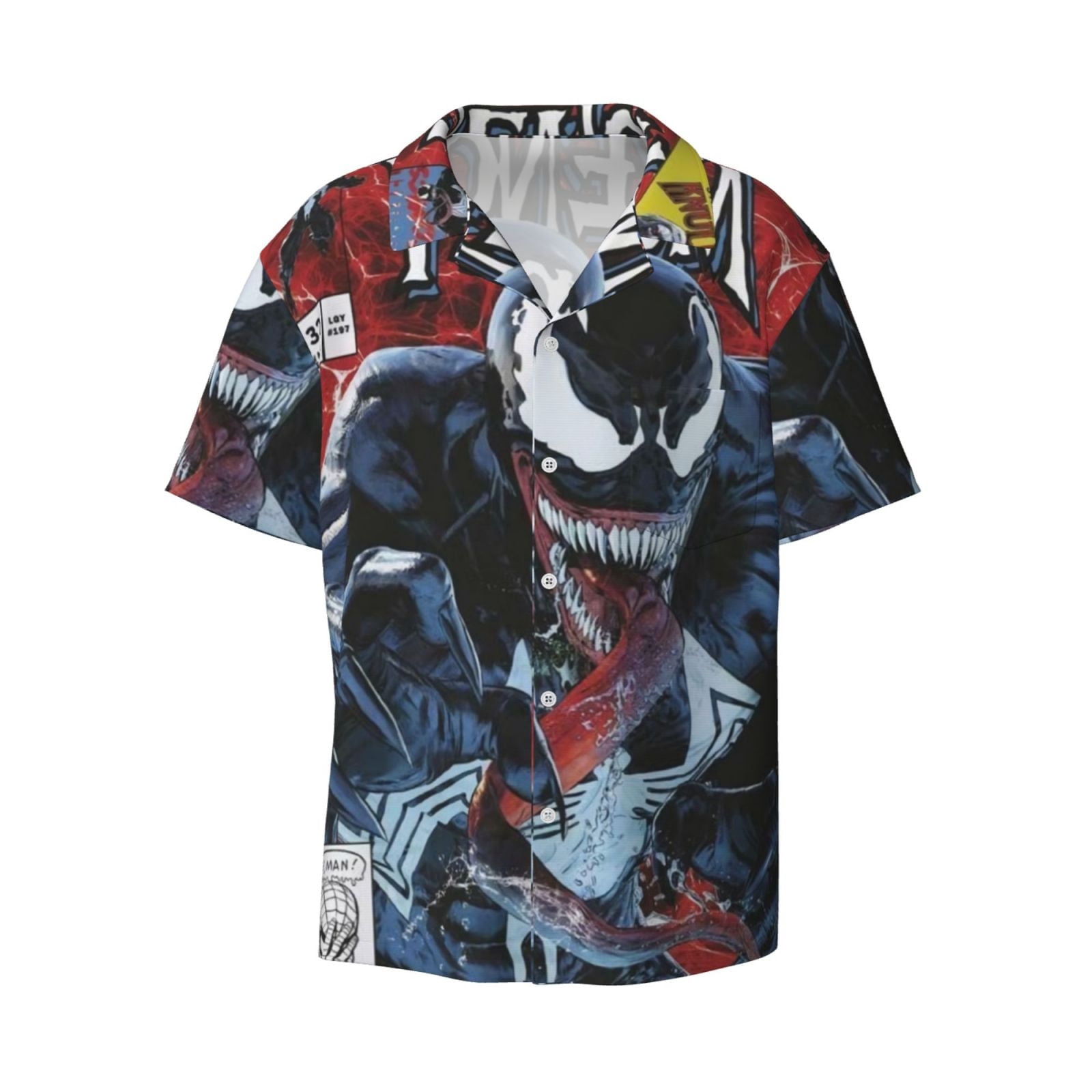 Venom Men's Cuban Shirts Casual Button Down Short Sleeve Dress Shirt ...