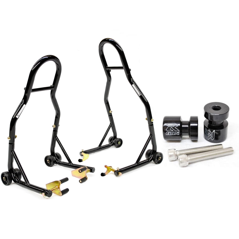 Venom Motorcycle Front & Rear Combo Wheel Lift Stands Fork & Swingarm ...