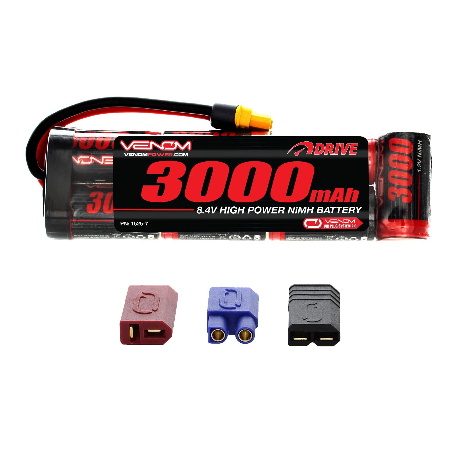 Venom NiMH Battery for Traxxas E-Revo 1:10 Brushless 8.4 3000mah 7-Cell ...