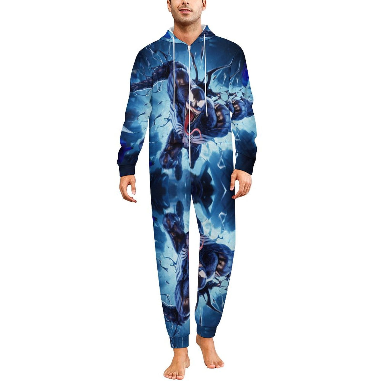Venom Onesie Adult Hooded Jumpsuit Zip Up One Piece Pajamas Novelty ...