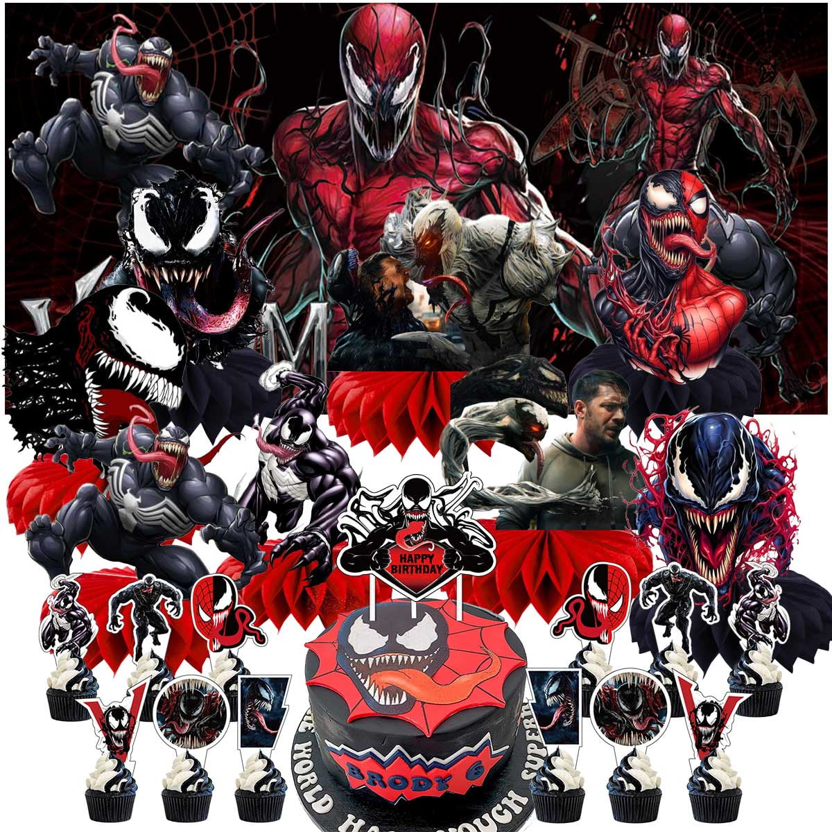 Venom Party Supplies Honeycomb Centerpieces Table Toppers Backdrop ...