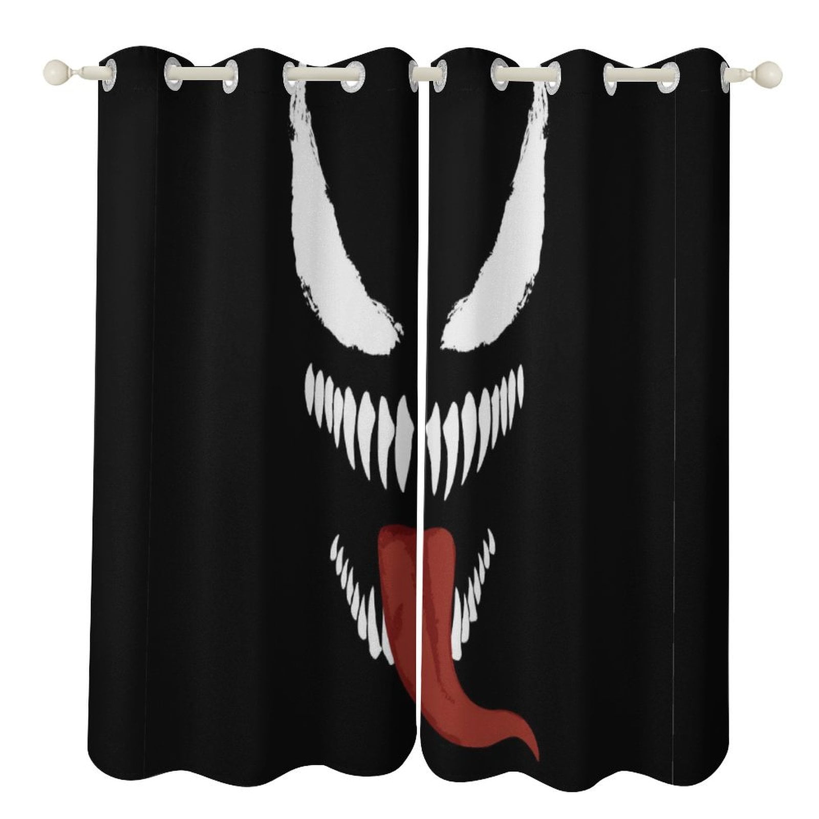 Venom Print Perforated Curtains Living Room Bedroom Blackout Noise ...