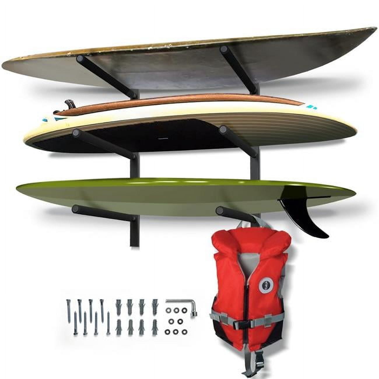 Venom 3-Level Wall Mounted Surf, Ski, Snowboard, Kayak Rack, Holds Up ...