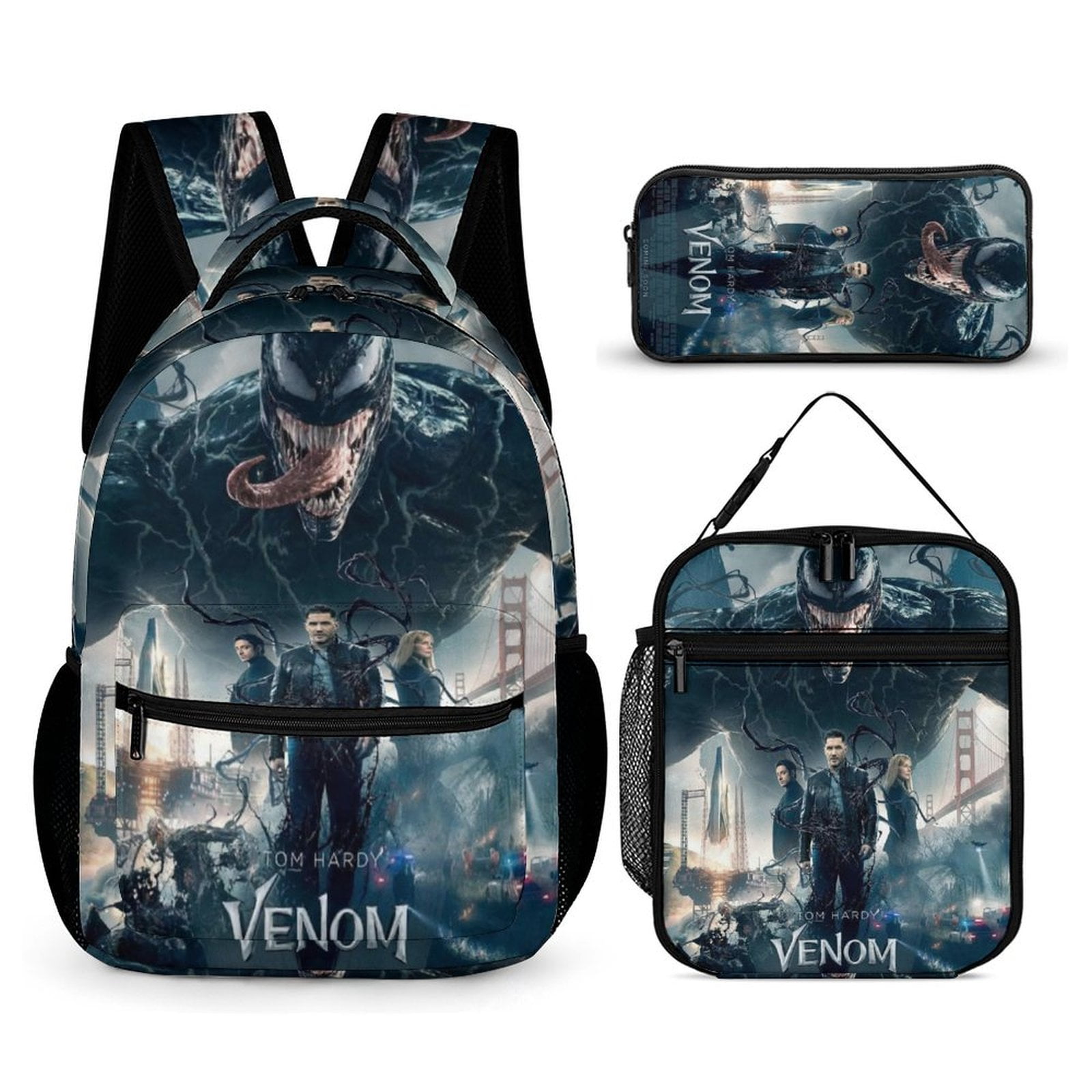 Venom Schoolbag 3 Piece Set with Lunch Tote & Pencil Box Multi ...