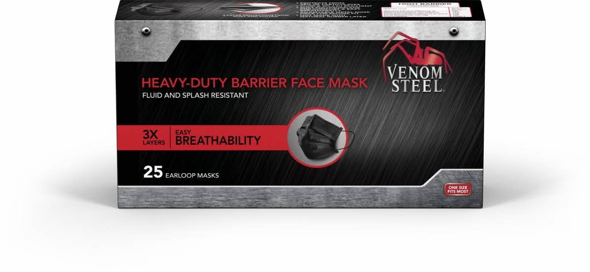 Venom Steel Heavy Duty Barrier Black Face Mask, 25 Count - Walmart.com