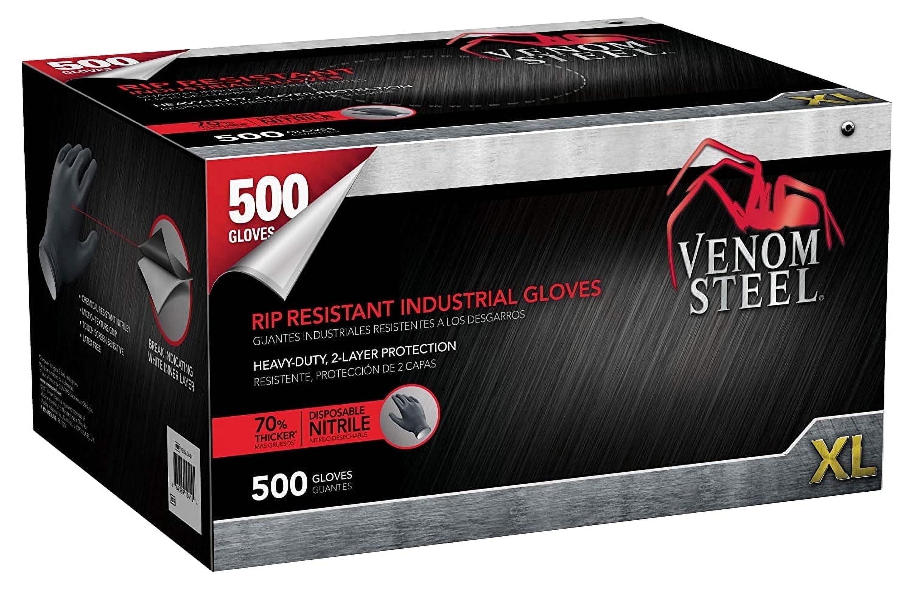 Venom Steel Unisex Nitrile Gloves, XL, Black, 500 Count - Walmart.com